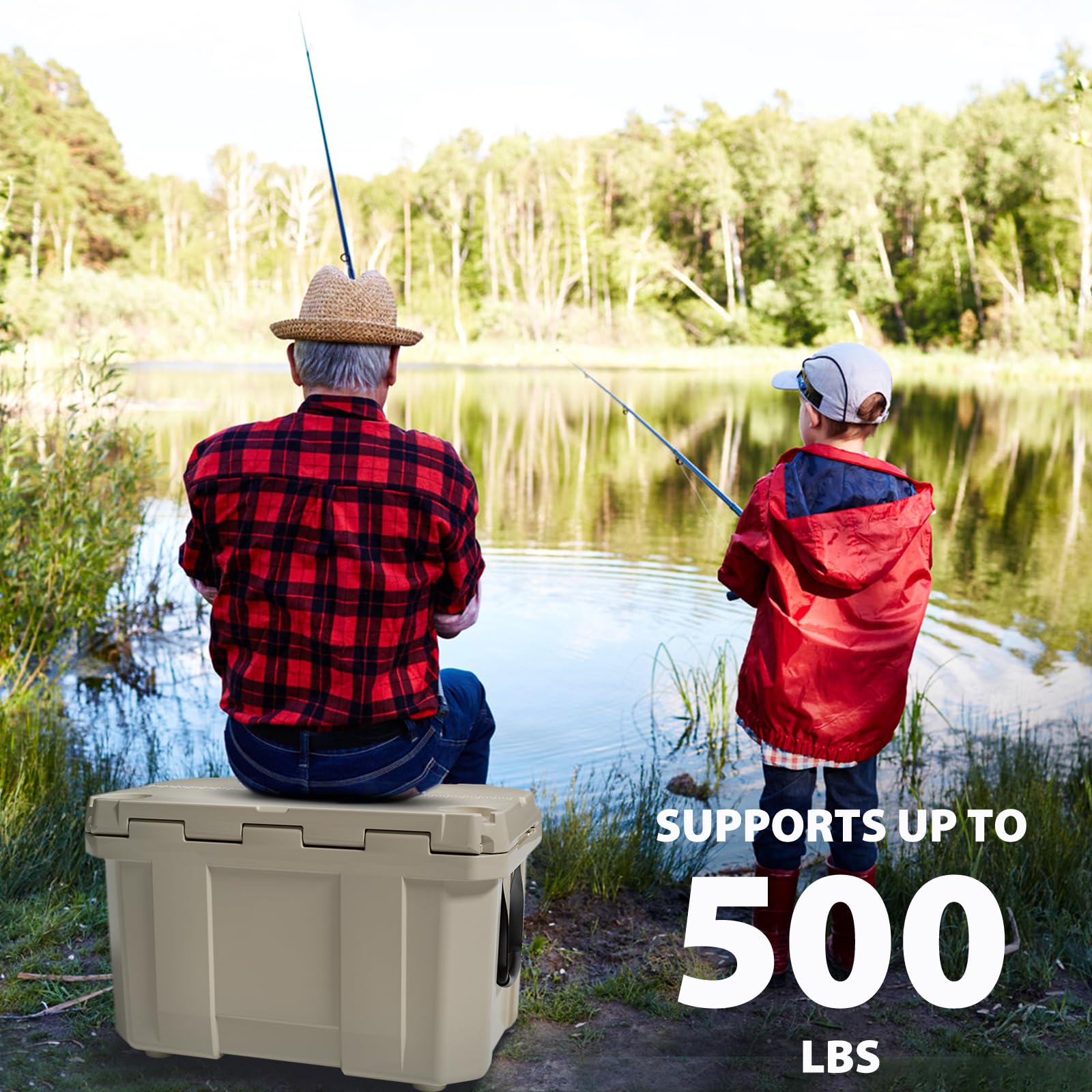 60 Quart Hard Cooler, Insulated Ice Chest Box Holds Ice for up to 6 ...