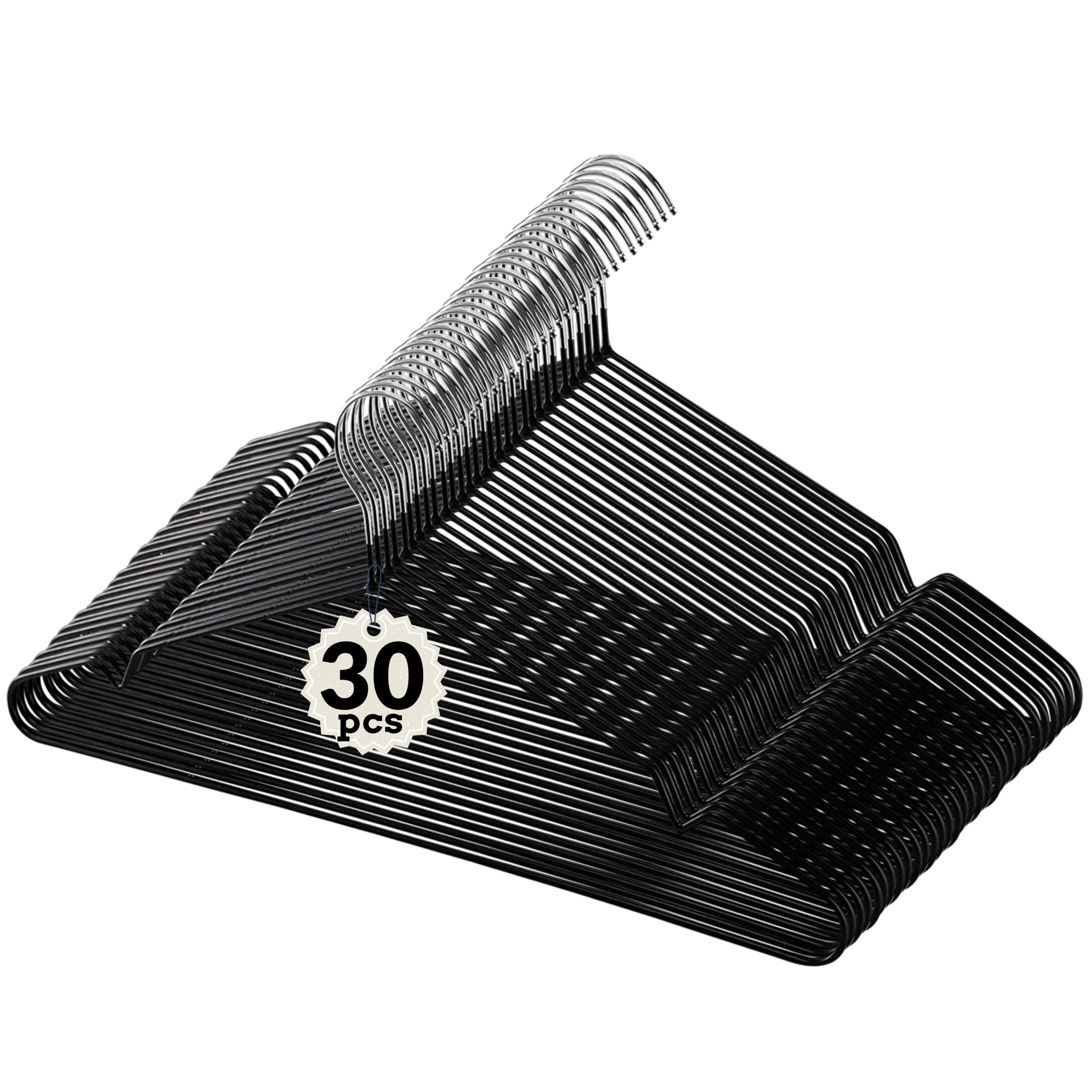OKAM Metal Coat Hangers 30-Pack Rubber Coated Black Non-Slip Strong ...