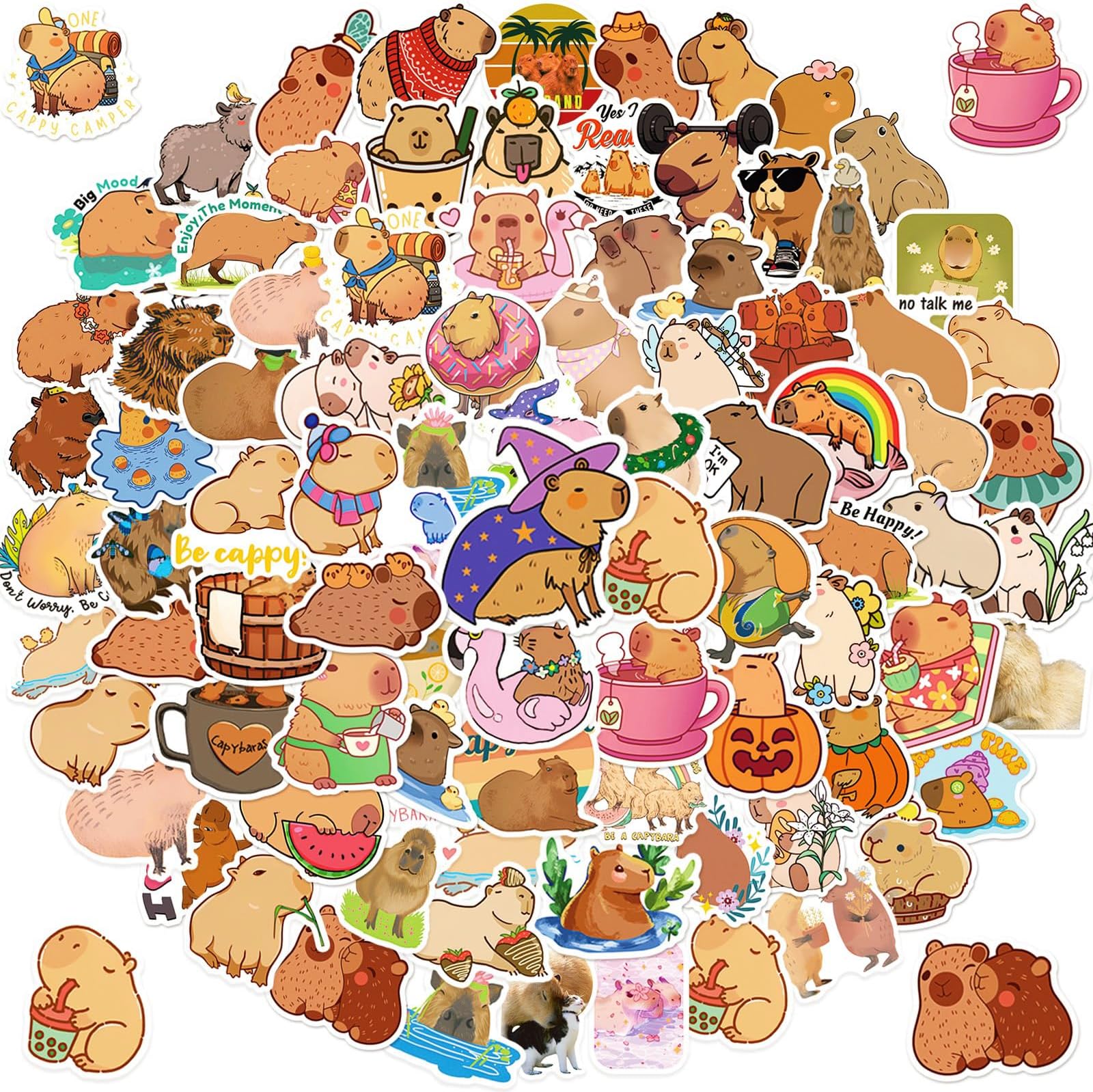 Amazon.com: 50pcs Funny Cartoon Capybara Cute Animal Stickers Packs ...