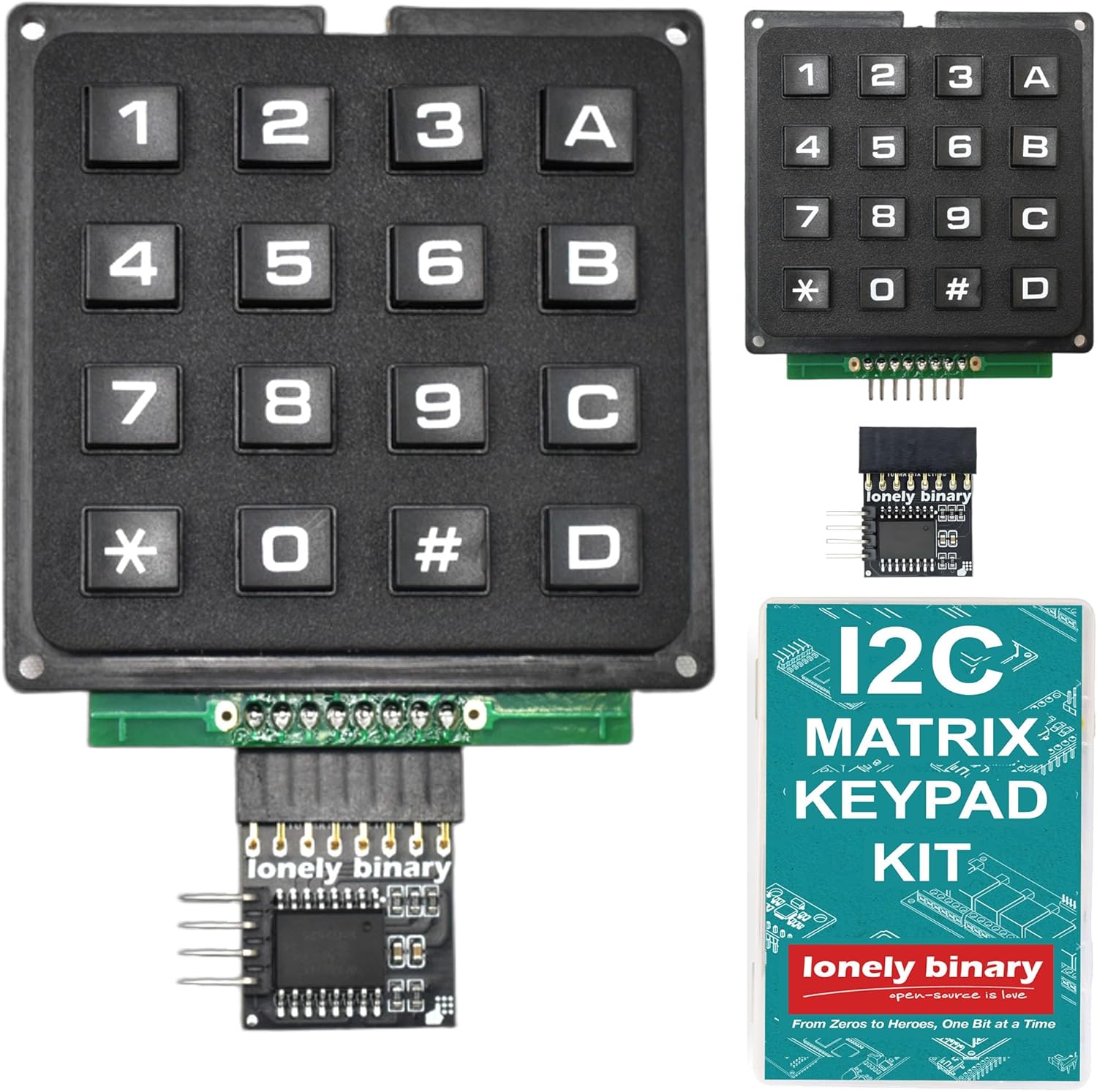 Amazon.com: LONELY BINARY 2X I2C Heavy Duty 4x4 Matrix Keypad with I2C ...