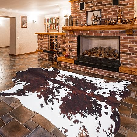 Amazon.com: Guyi Rare Faux Cowhide Rug Large Cow Hide Rug 5.2X4.6 Feet ...