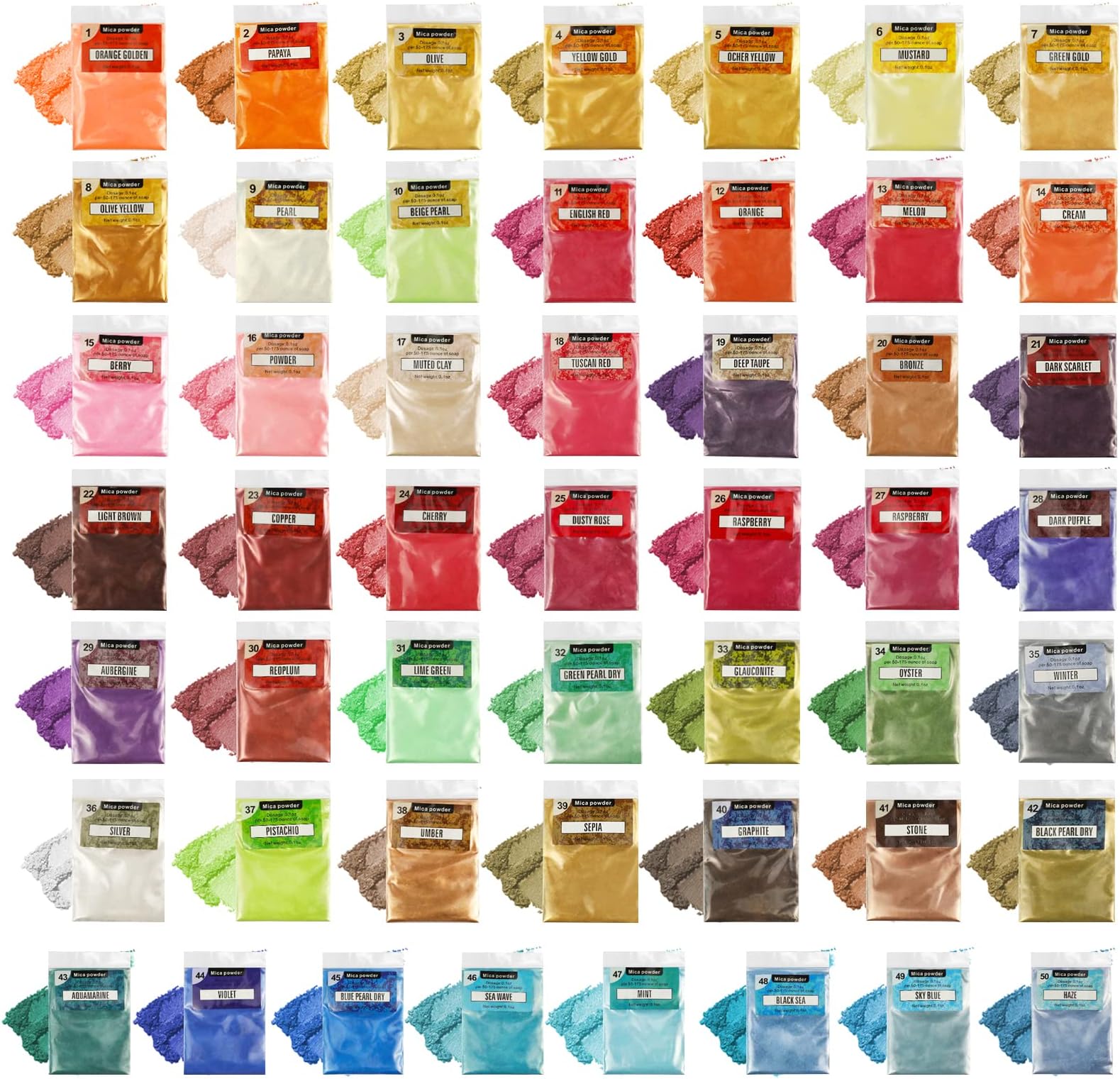 24 Colors Mica Powder for Resin,Epoxy Resin Pigment,Each Color 0.35oz ...