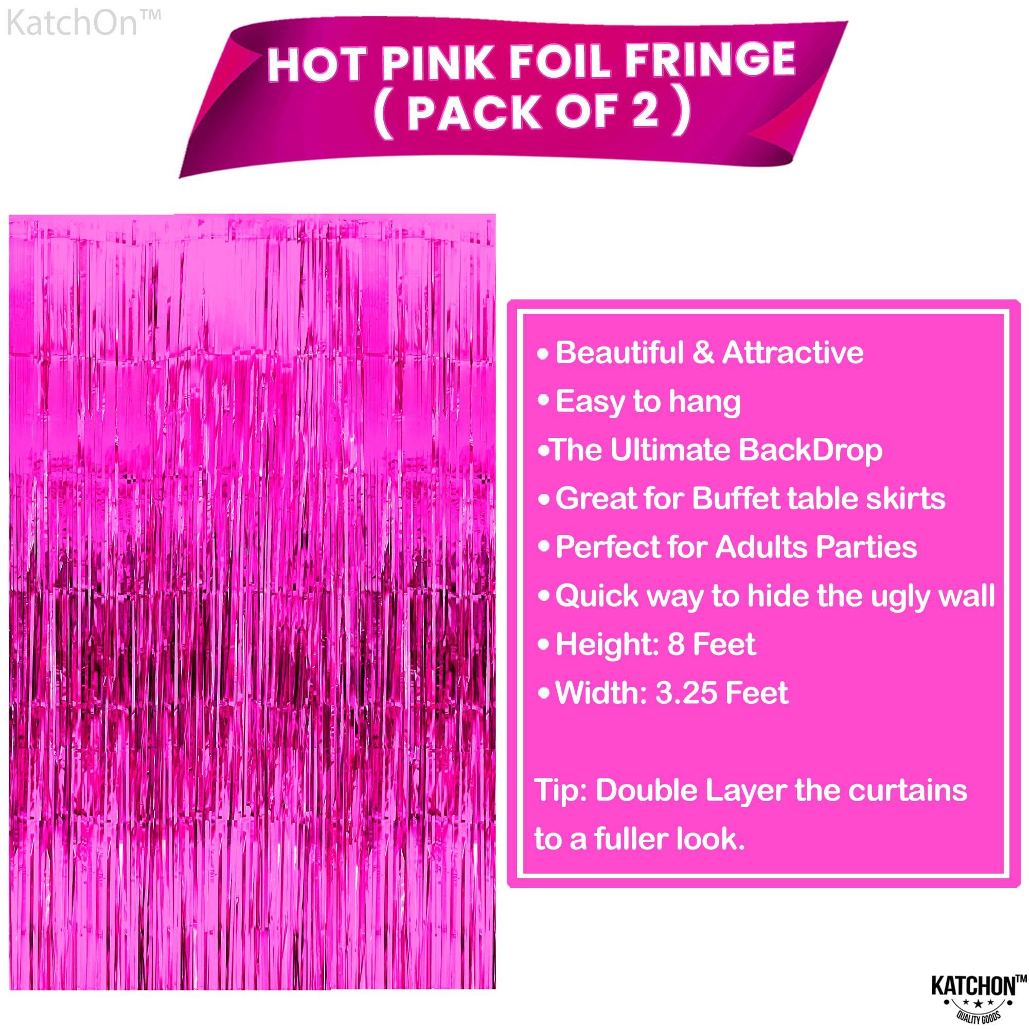 Snapklik.com : KatchOn XtraLarge Hot Pink Fringe Backdrop -3.2x8 Ft ...