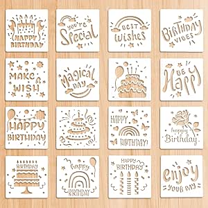 Abeillo Pack of 16 Happy Birthday Stencils for Painting, Drawing, Cake ...