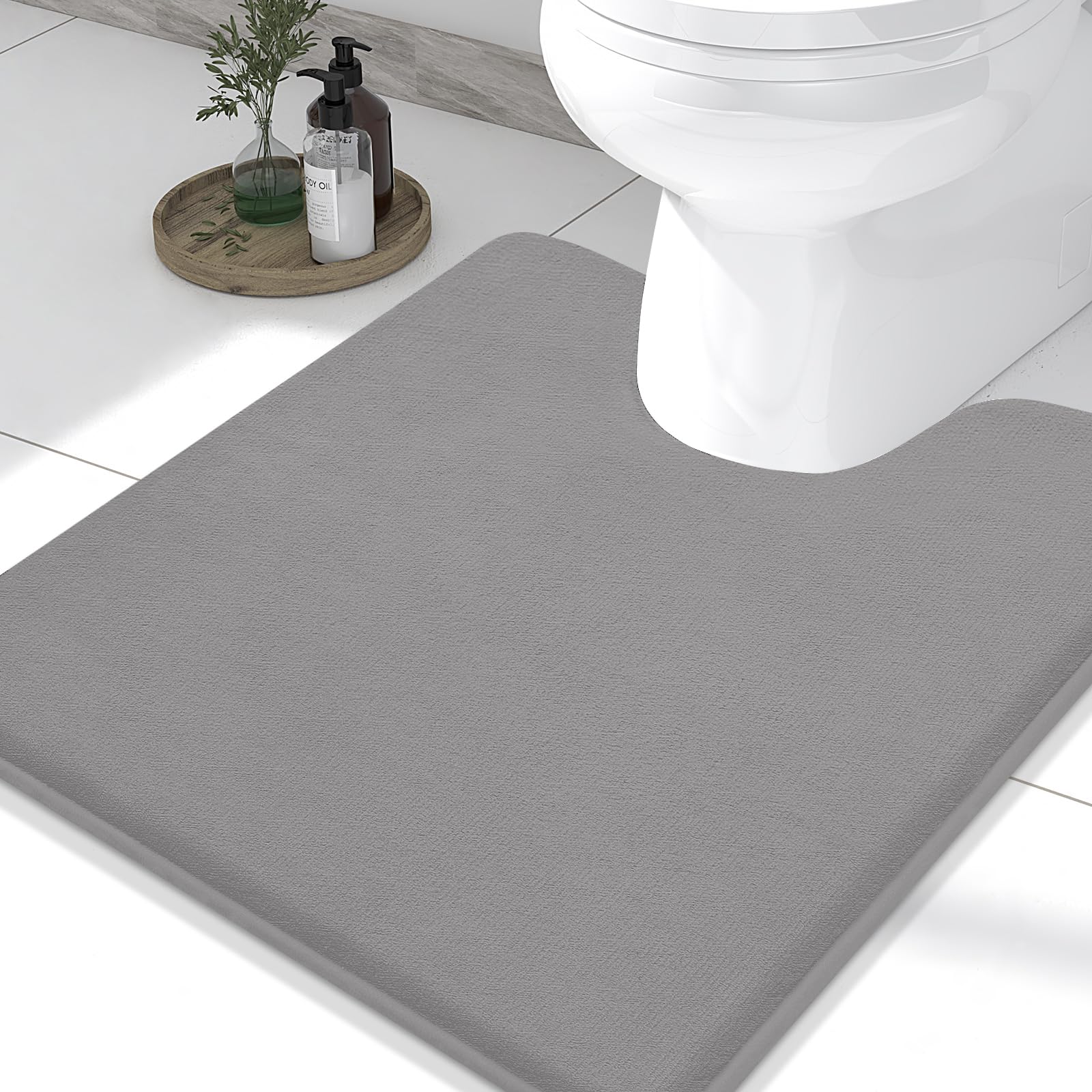 Amazon.com: Smiry Memory Foam U-Shaped Toilet Bathroom Rugs 20" x 20 ...