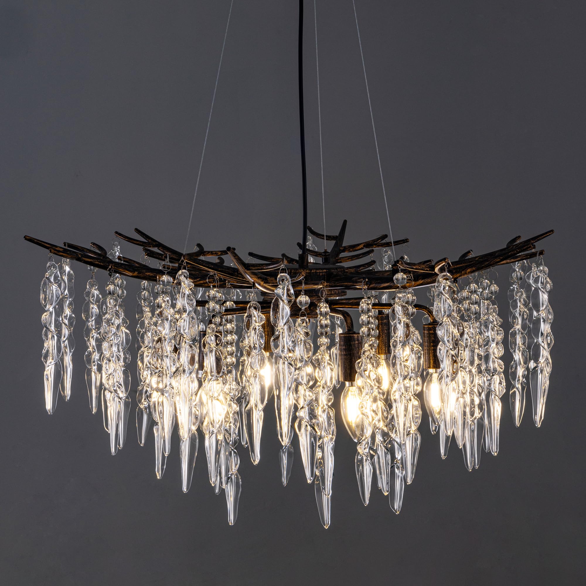 TOCHIC Modern Crystal Chandelier, Rustic Farmhouse Chandelier Light ...