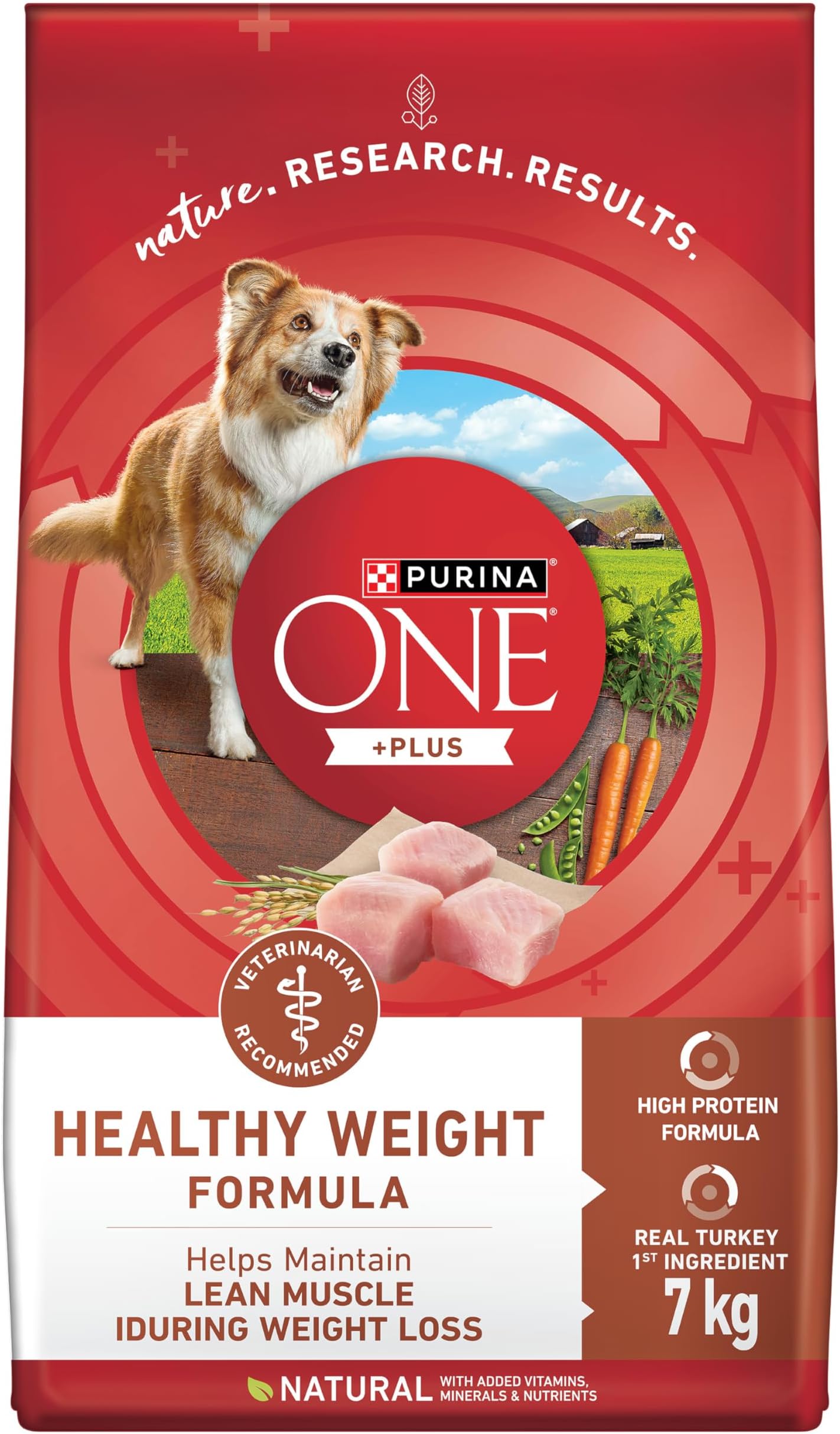Purina ONE +Plus Dry Dog Food, Healthy Weight with Turkey - 7 kg Bag ...