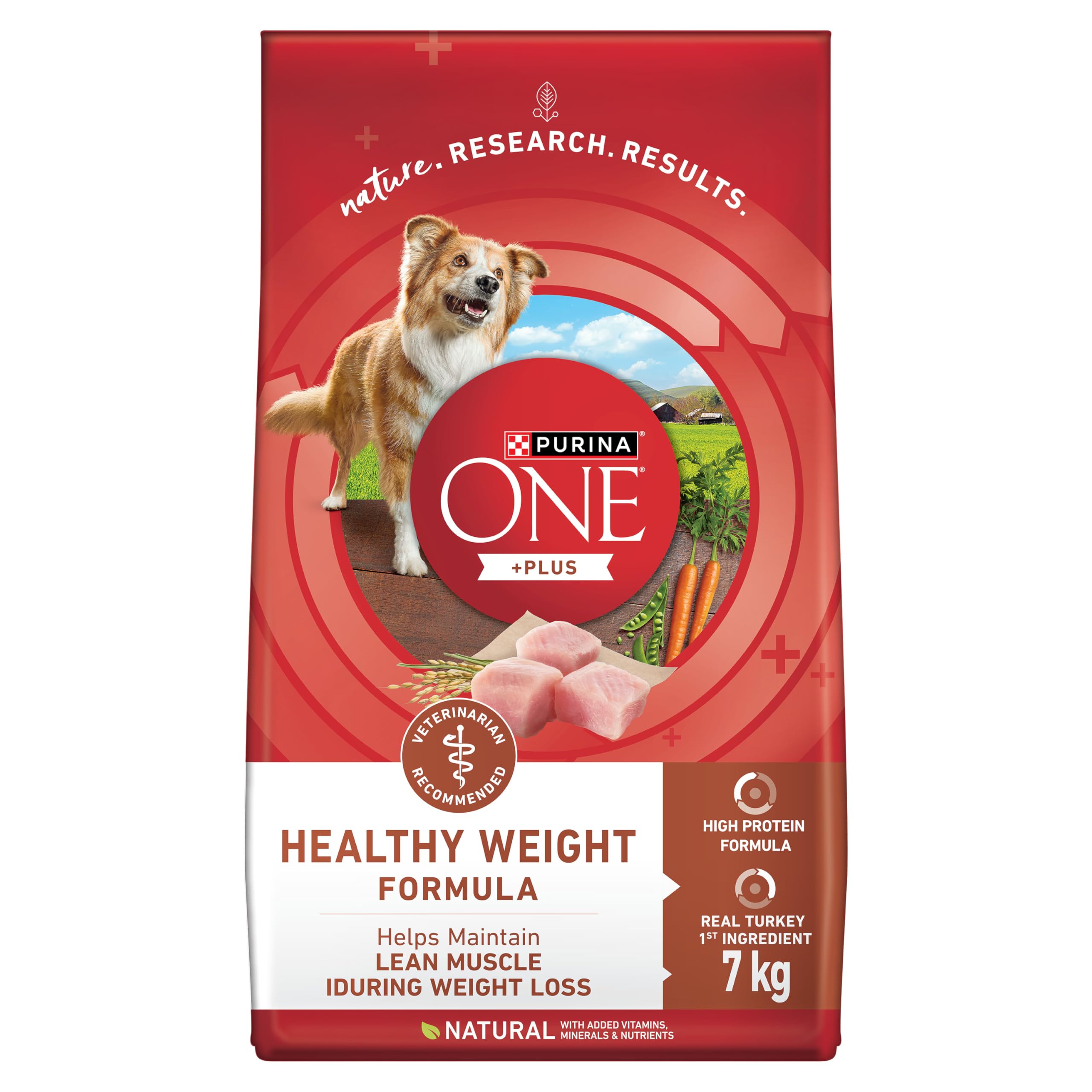 Purina ONE +Plus Dry Dog Food, Healthy Weight with Turkey - 7 kg Bag ...