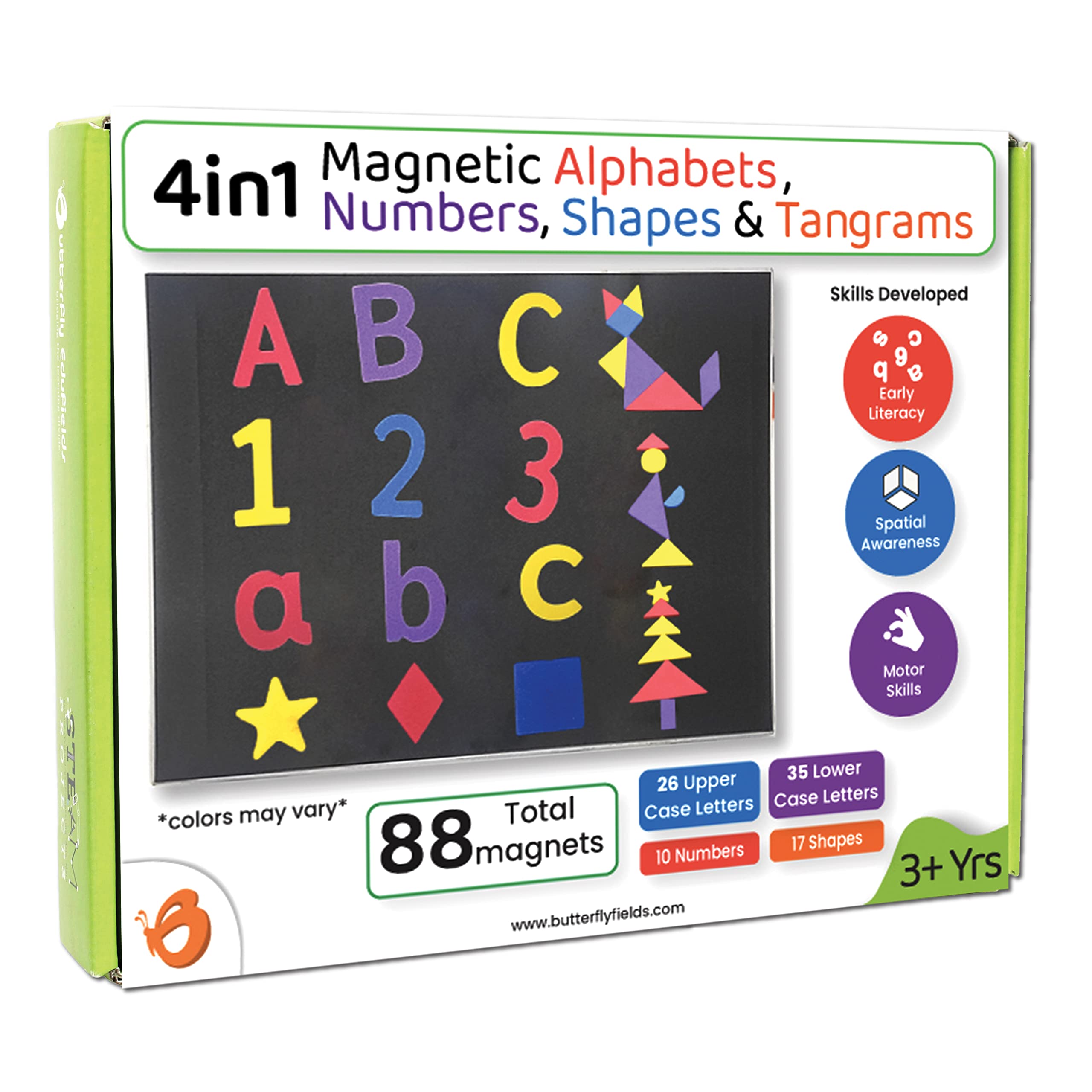 Buy ButterflyEdufields 4 in 1 Magnet Set – Magnetic Alphabets Numbers ...
