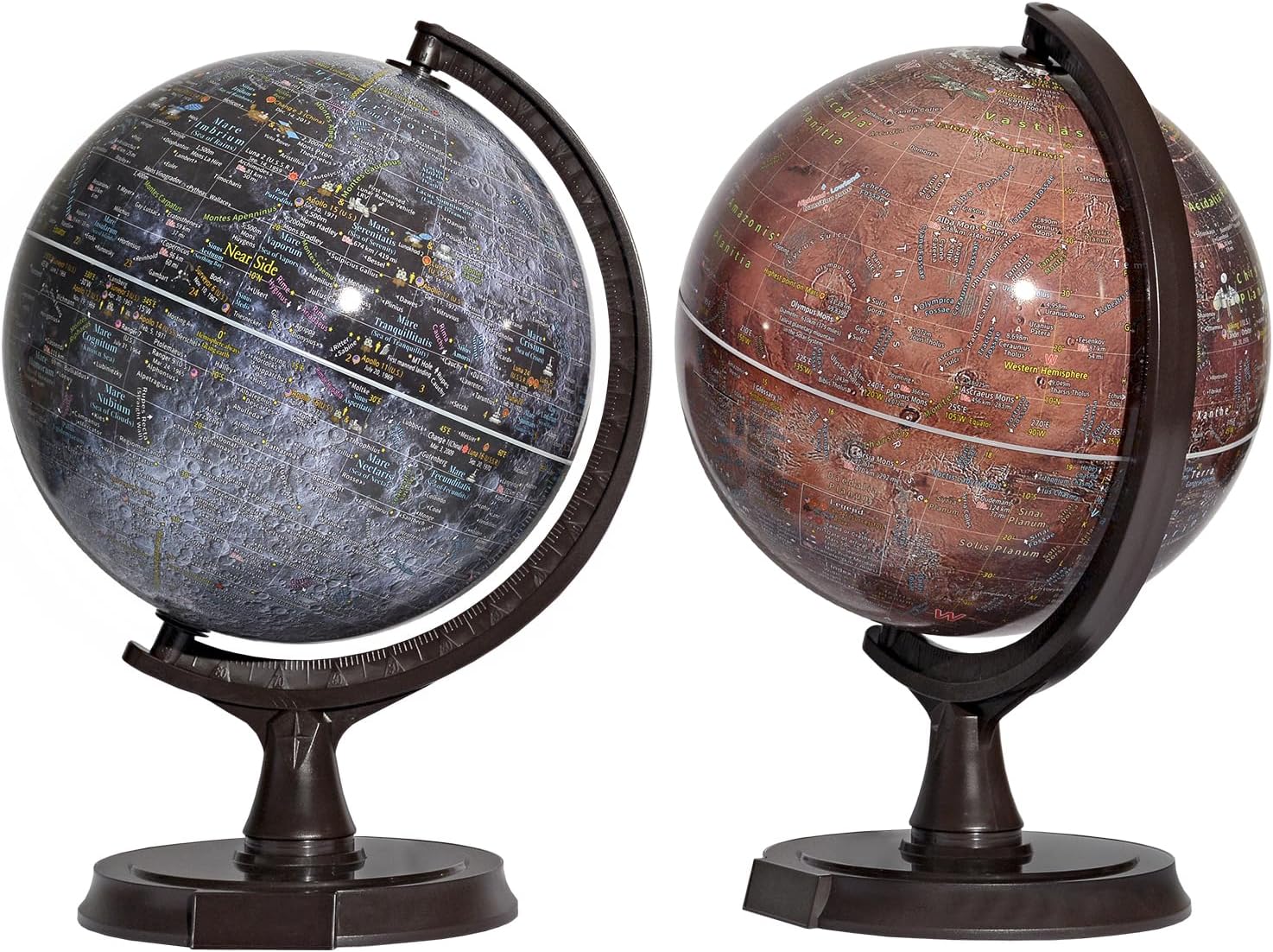 Amazon.com: Mapsoft Prime Gray Moon/Red Mars 2 Globe Set, 30cm/12", 2MR-30 : Toys & Games