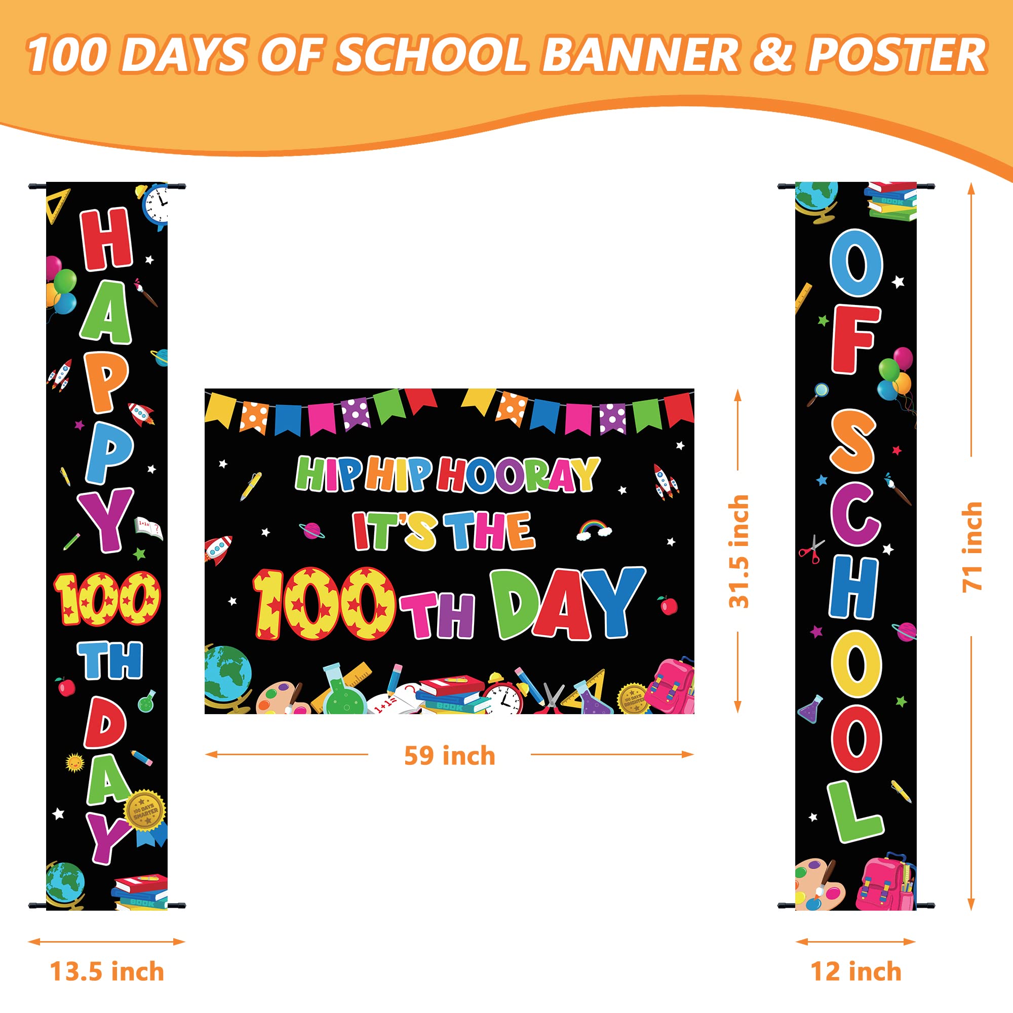 Snapklik.com : 100th Day Of School Decorations, Happy 100th Day Of ...