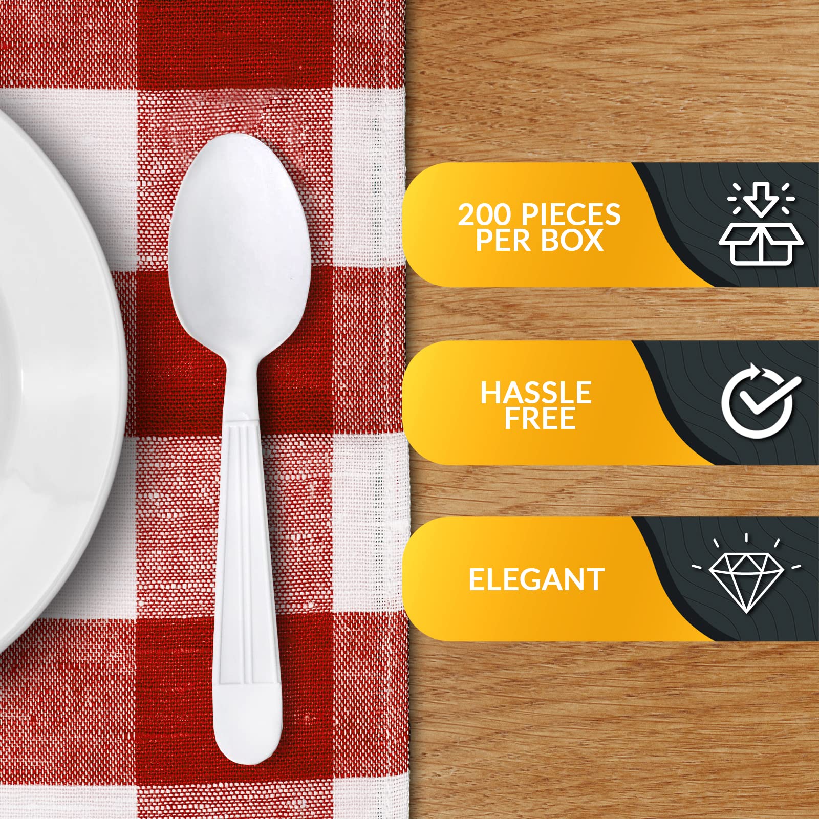 Snapklik.com : PAMI Heavy Weight Disposable Plastic Teaspoons 200-Pack ...