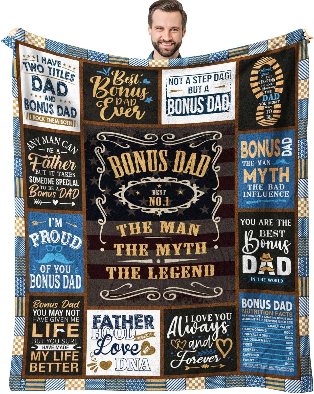 Amazon.com: HAXOILO Stepped Up Dad Gifts Blanket to My Bonus Dad Father ...