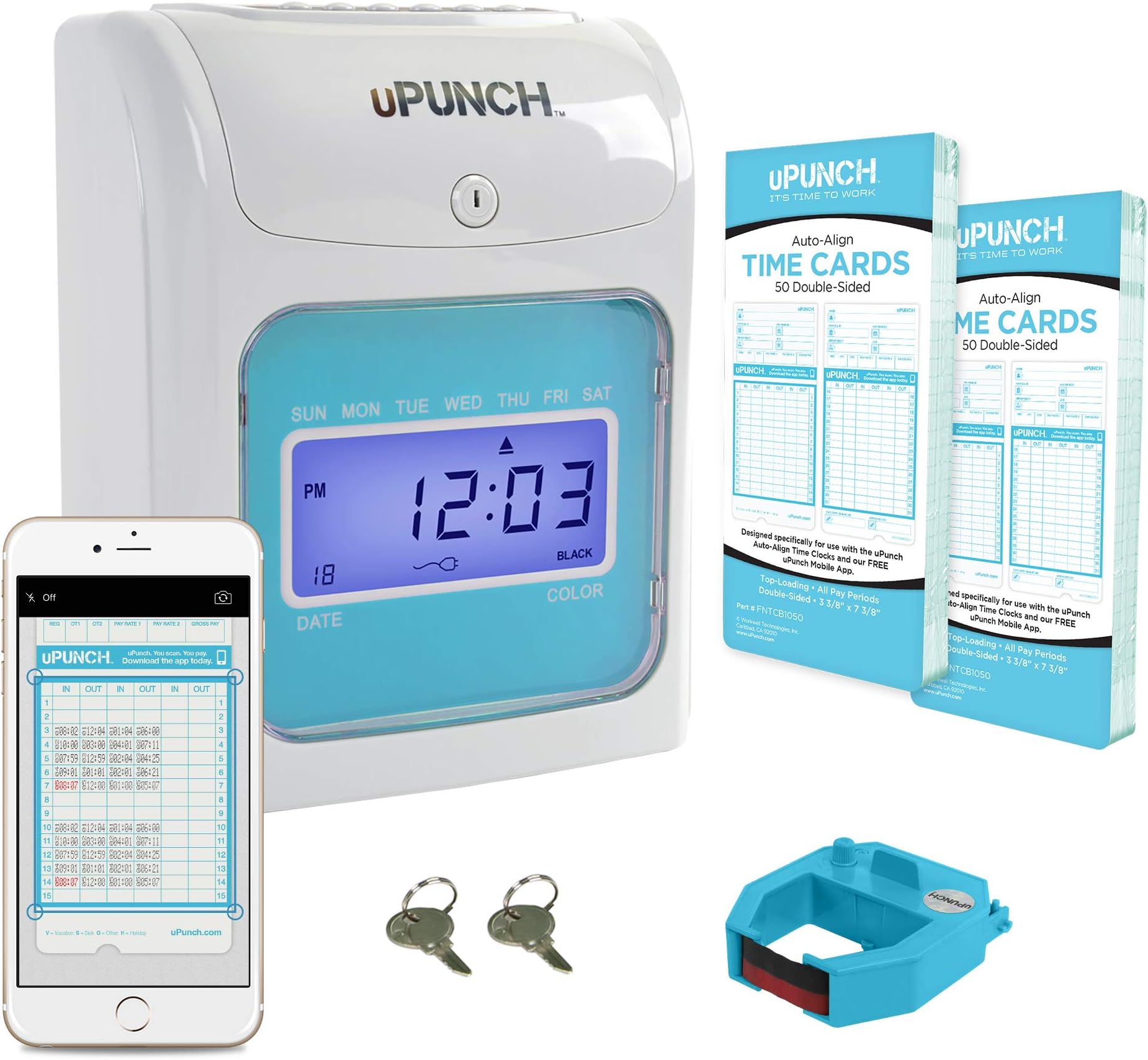 Amazon.com : uPunch FN1000 Smart Time Clock System for Small Business ...