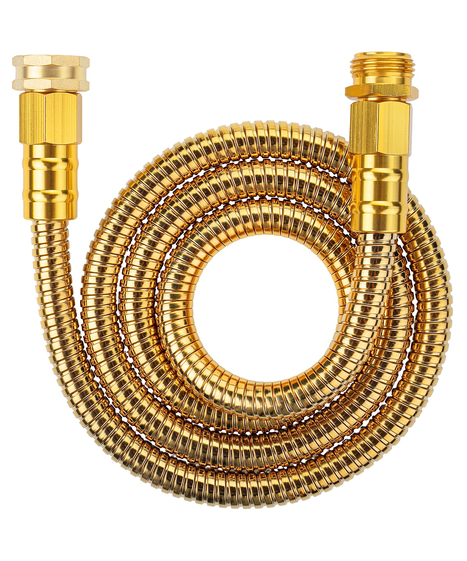 Amazon.com: UNCO- Garden Hose, 5 Feet, Stainless Steel Hose, Gold Metal ...