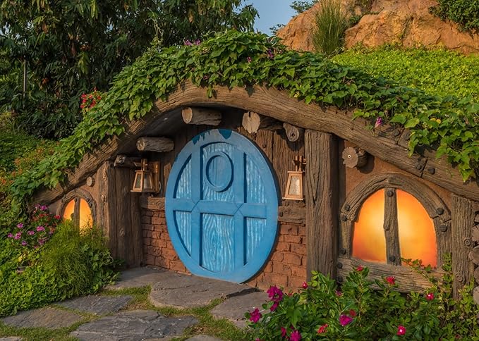 Amazon.com : BELECO 6x4ft Fabric Hobbit Cave Backdrop Hobbit House with ...