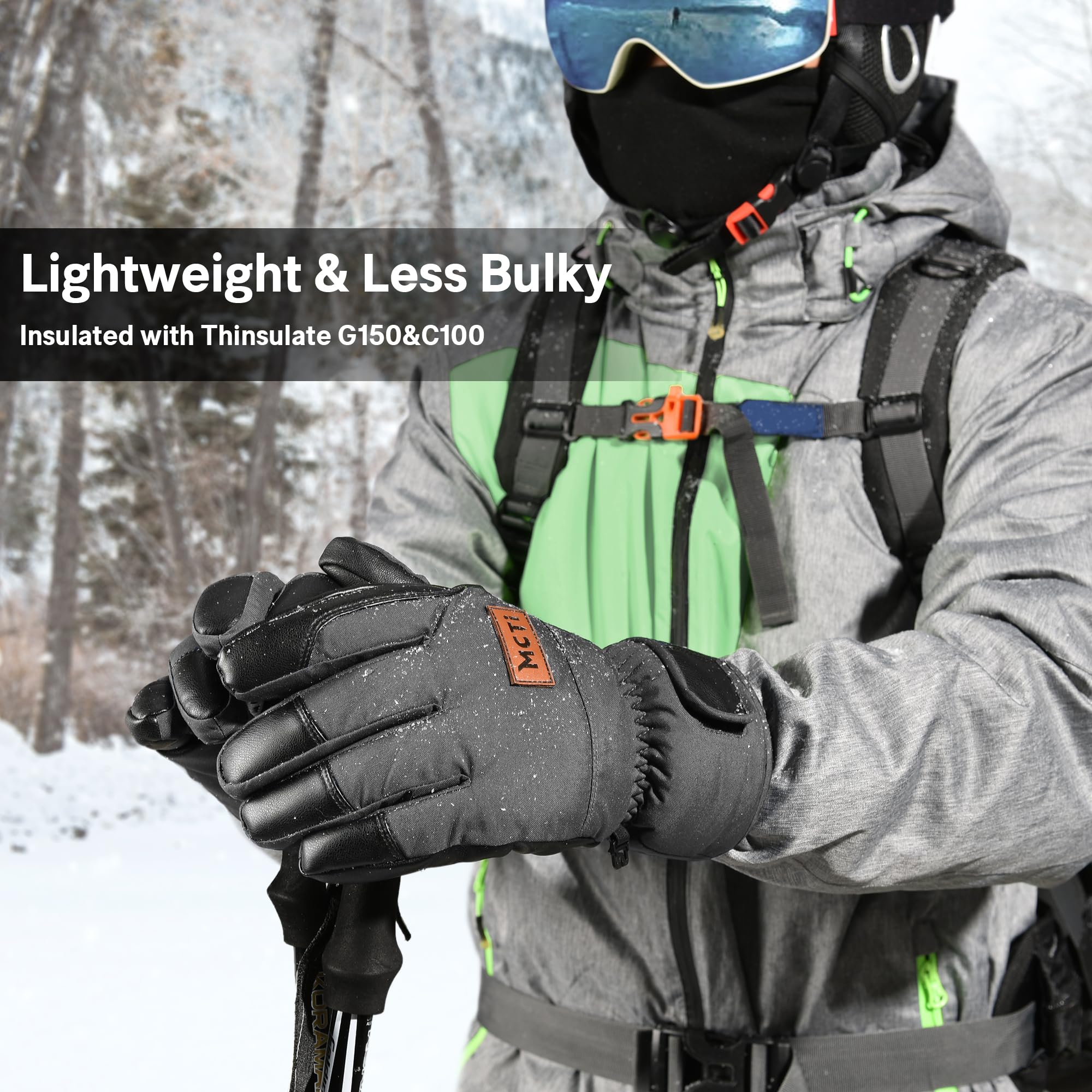 Snapklik.com : Ski Gloves Mens Waterproof Insulated Snow Gloves ...