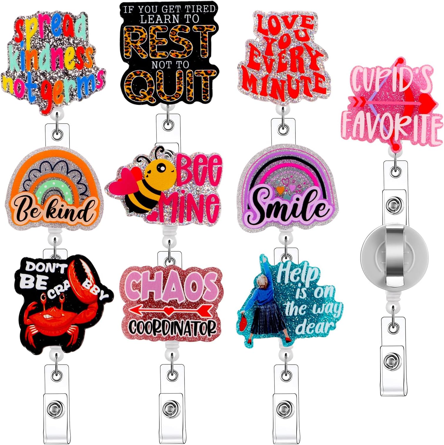Amazon.com : 10pcs Cute Badge Reel Badge Reels Retractable Badge ...