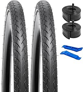 YunSCM 2Pcs Foldable 26 inch Bike Tyres 26x1.75 Tires 47-559 60TPI Nylon Anti-puncture and 2Pcs ...
