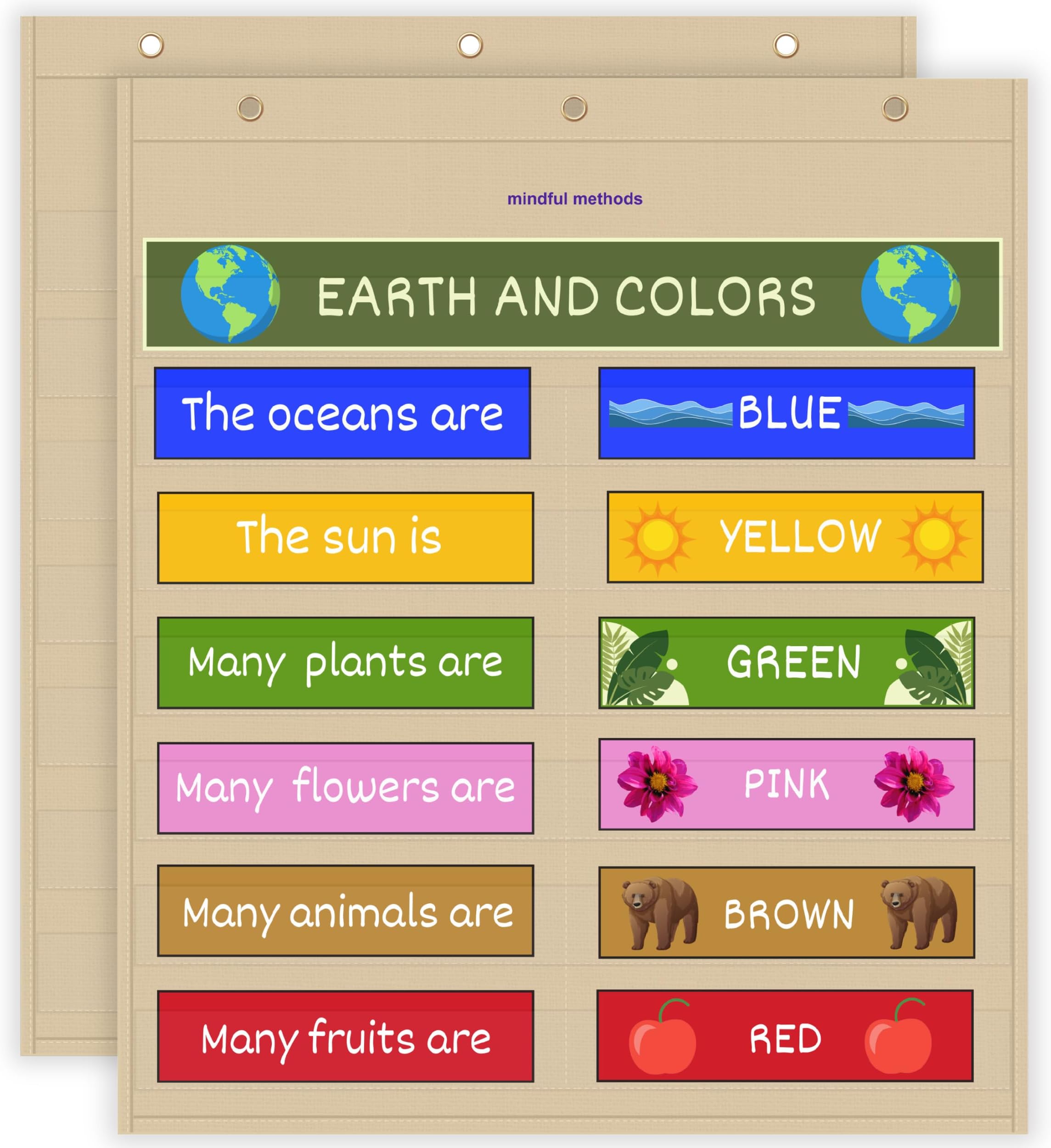Amazon.com: Mindful Methods 2 Pieces of Pocket Charts in Calming Beige ...