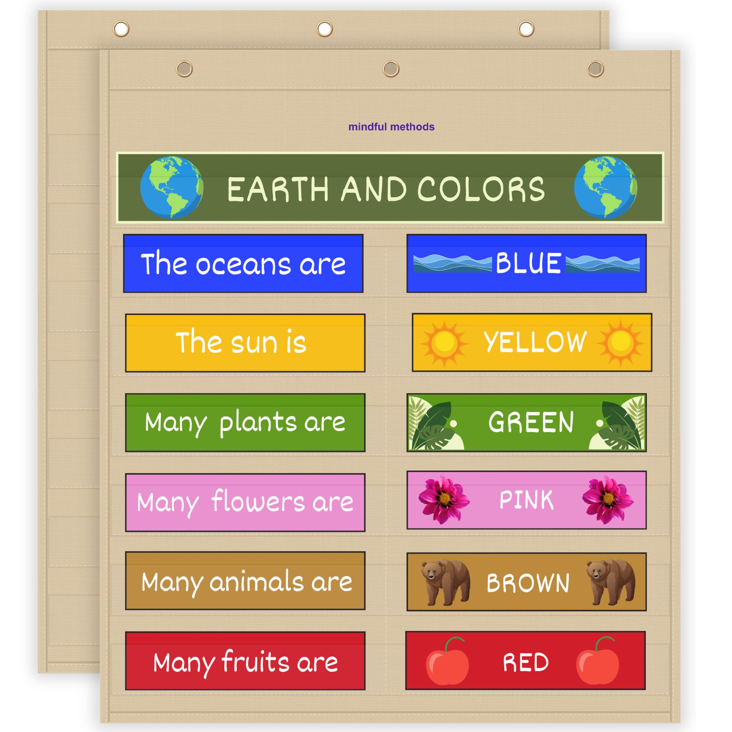 Amazon.com: Mindful Methods 2 Pieces of Pocket Charts in Calming Beige ...