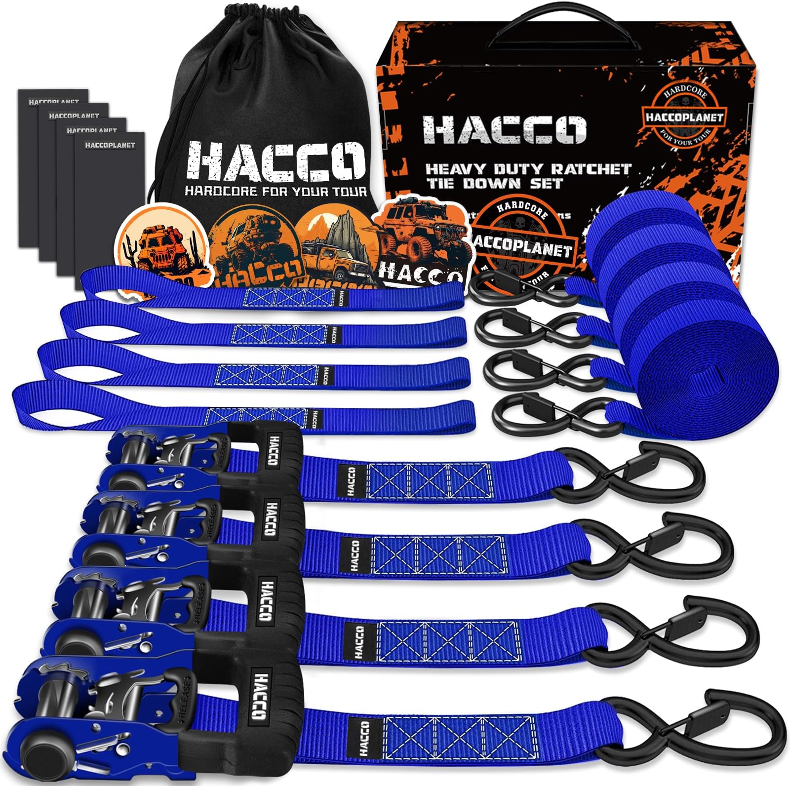 Amazon.com: Haccoplanet 16FT Ratchet Straps Heavy Duty, 5280lb Break ...
