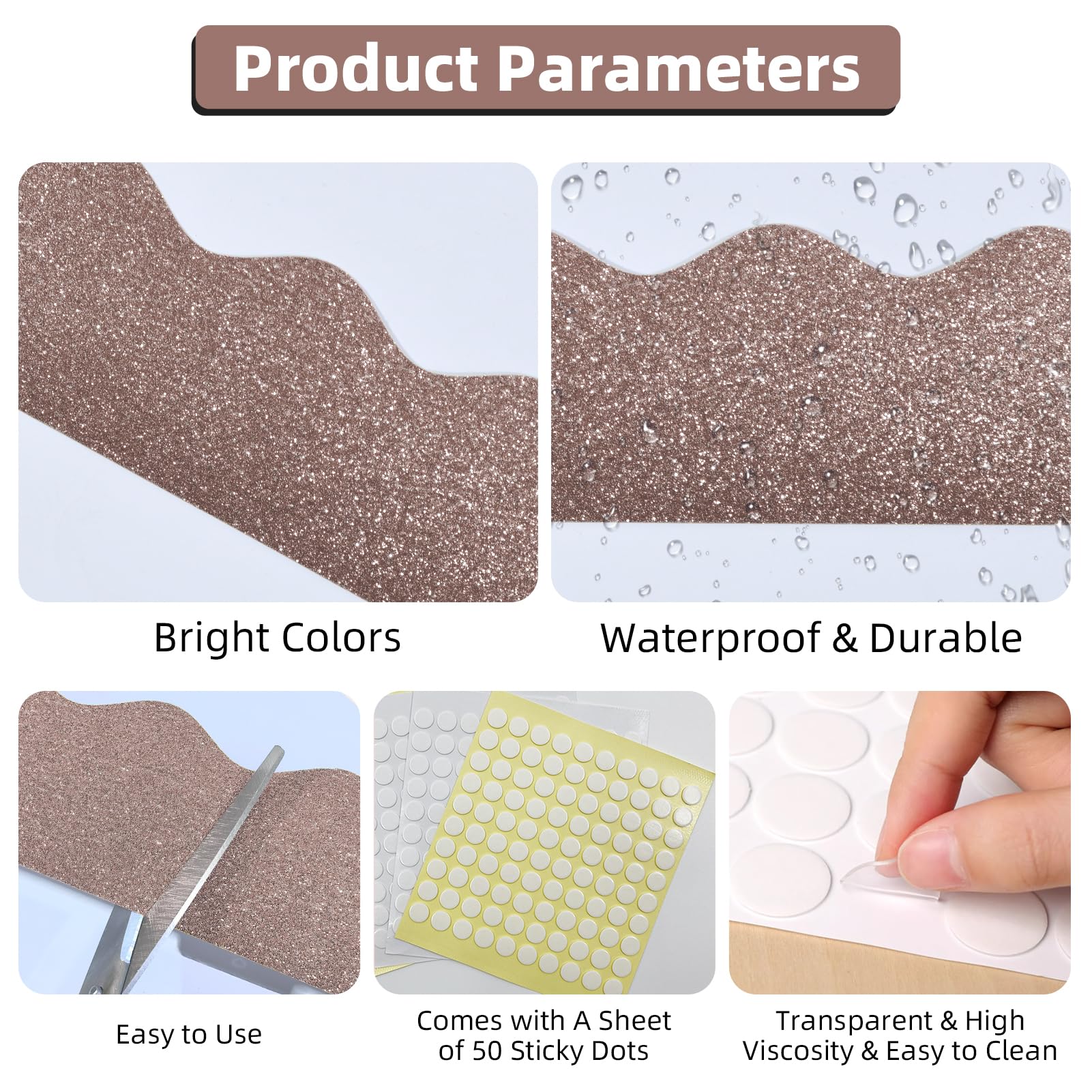 Snapklik.com : Glitter Bulletin Board Borders Set - 3 Rolls 98.4 Ft ...