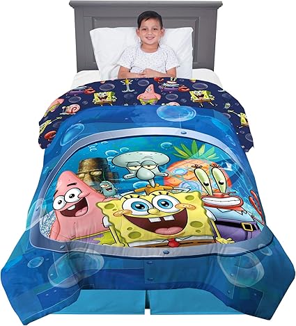 Franco SpongeBob Reversible Microfiber Comforter for Kids Bedding