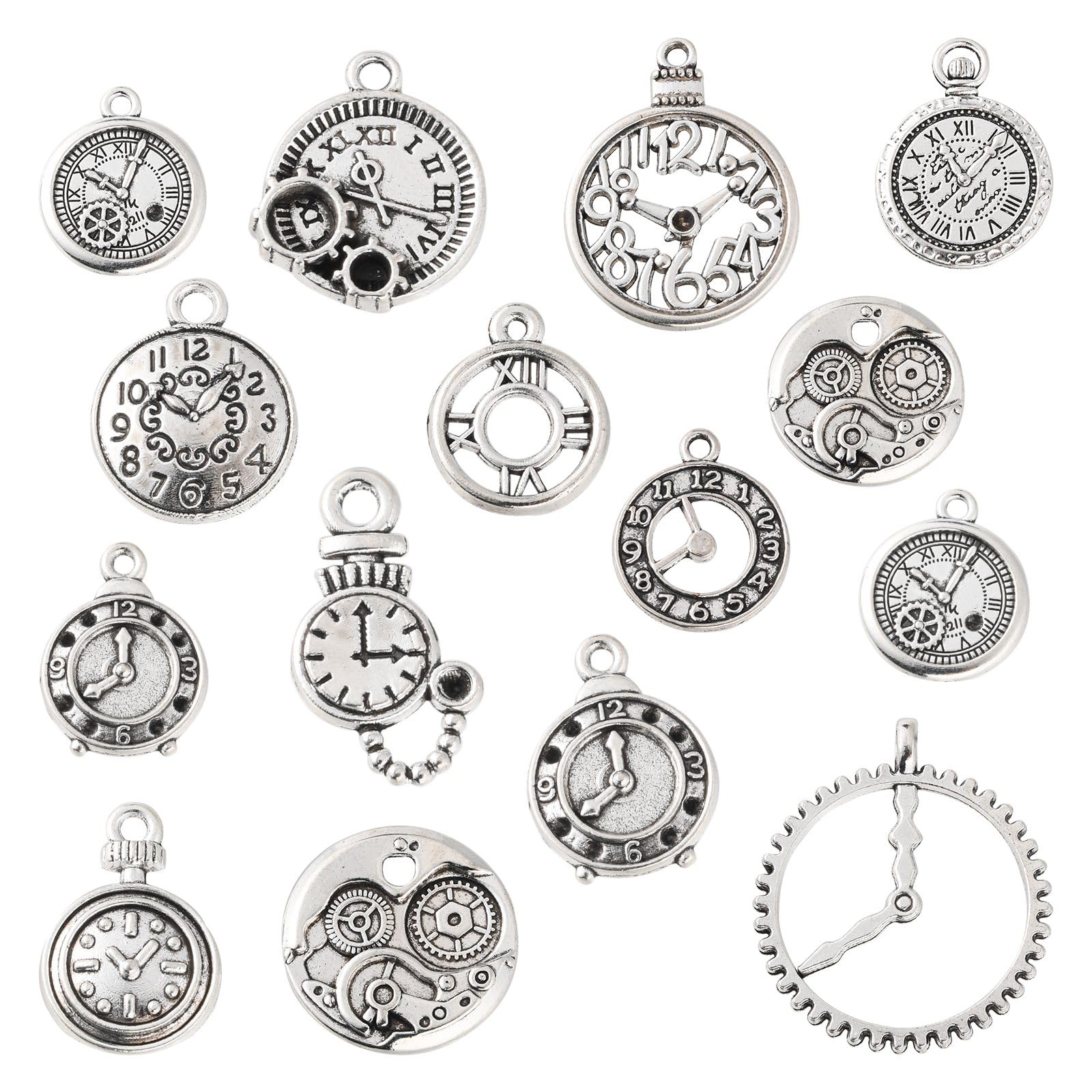 Amazon.com: KitBeads 60pcs 12 Styles Tibetan Clock Charms Antique ...