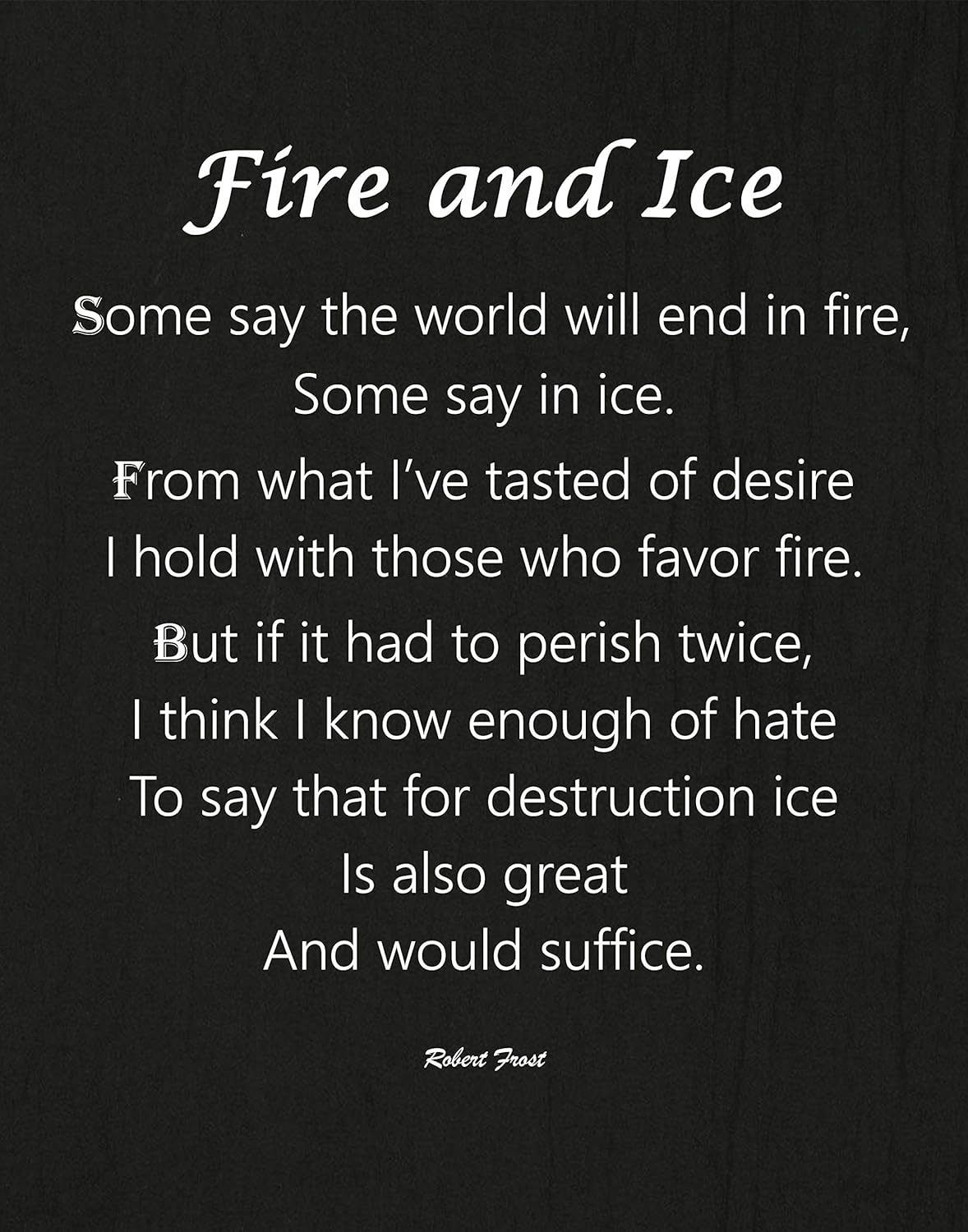 Fire and Ice Robert Frost Poem Art Print 11"x14", Poetry Wall Decor ...