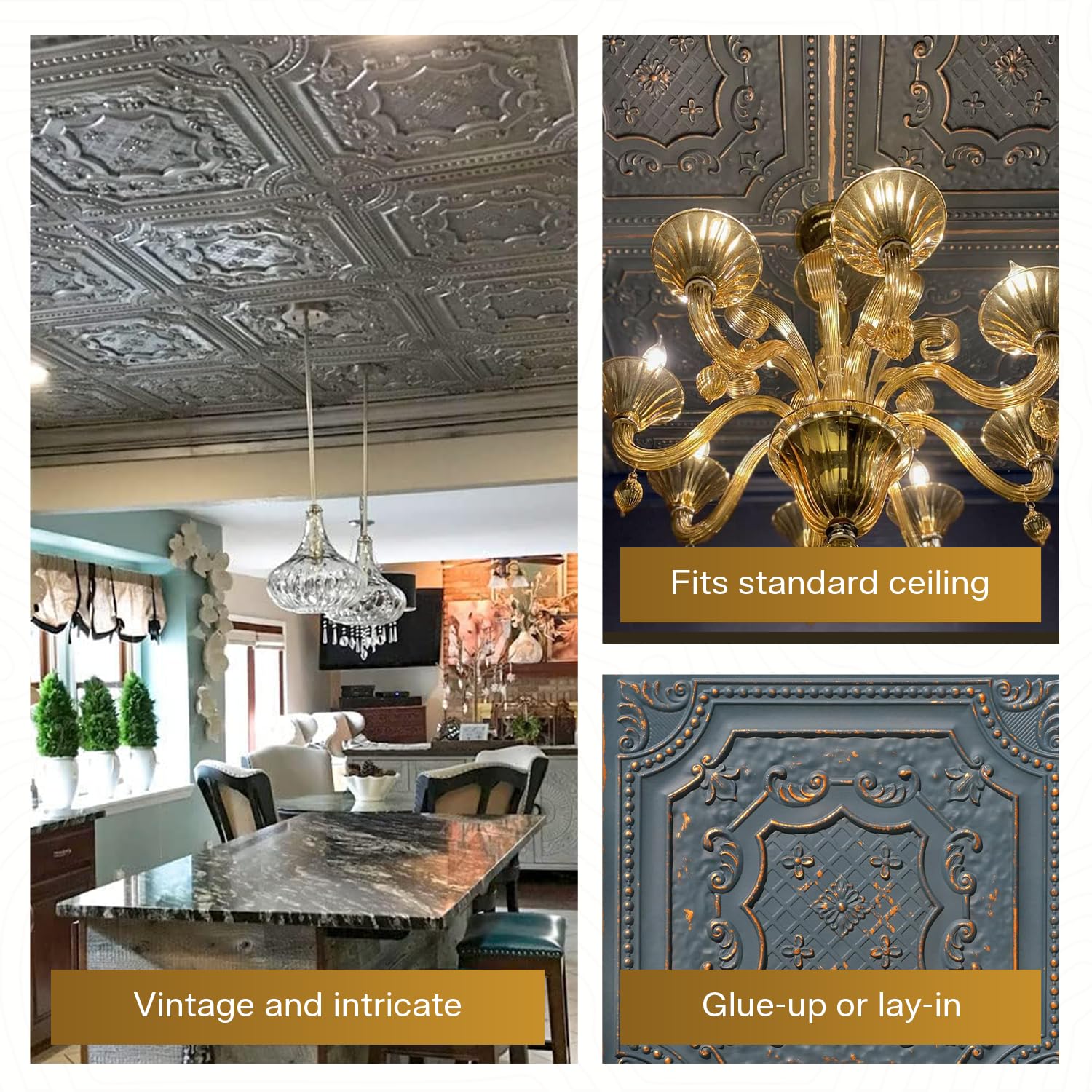 Elizabethan Shield Faux Tin Ceiling Tile 24x24