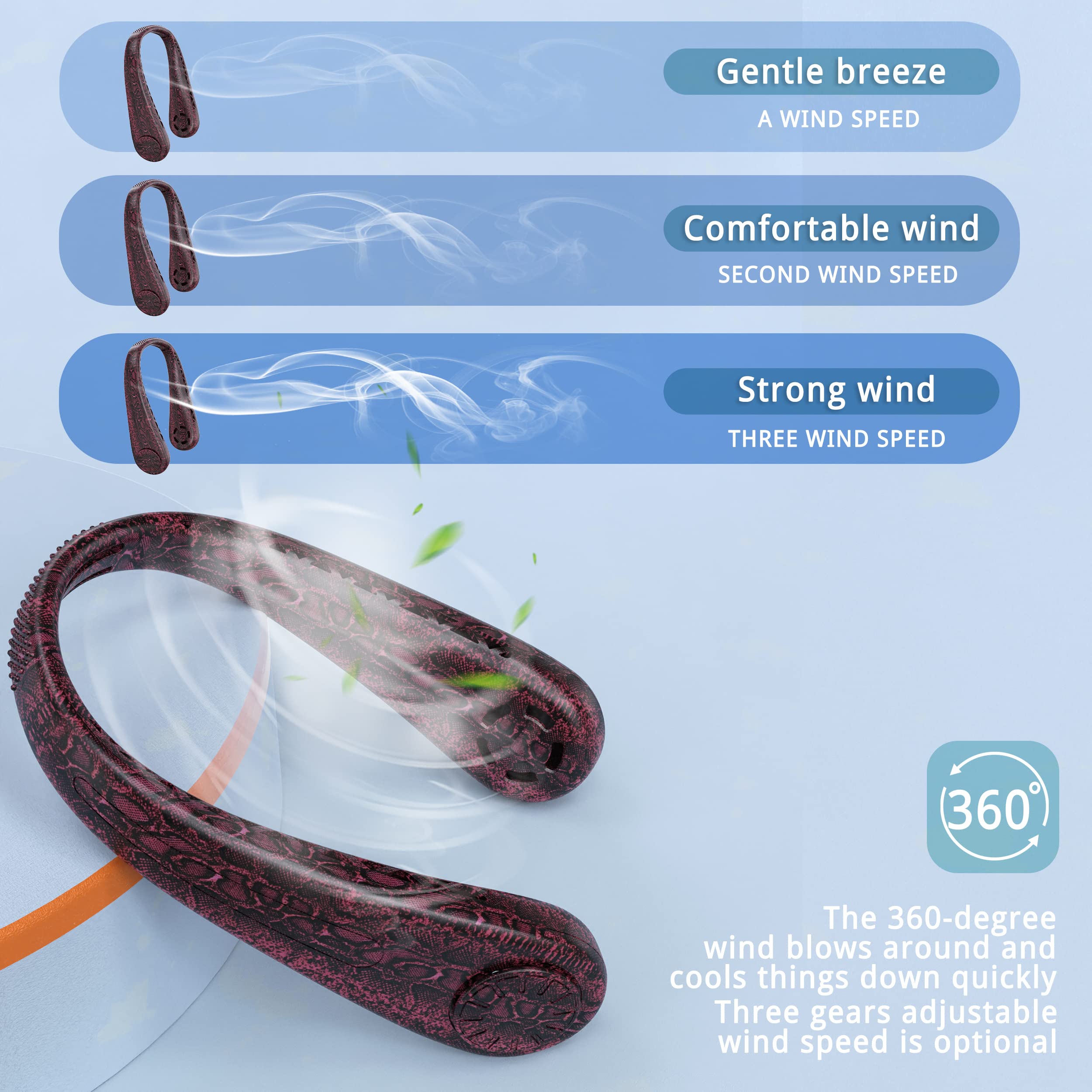 FrSara Neck Fan, Portable Fan Strong Wind, Adjustable, 360° Cooling ...