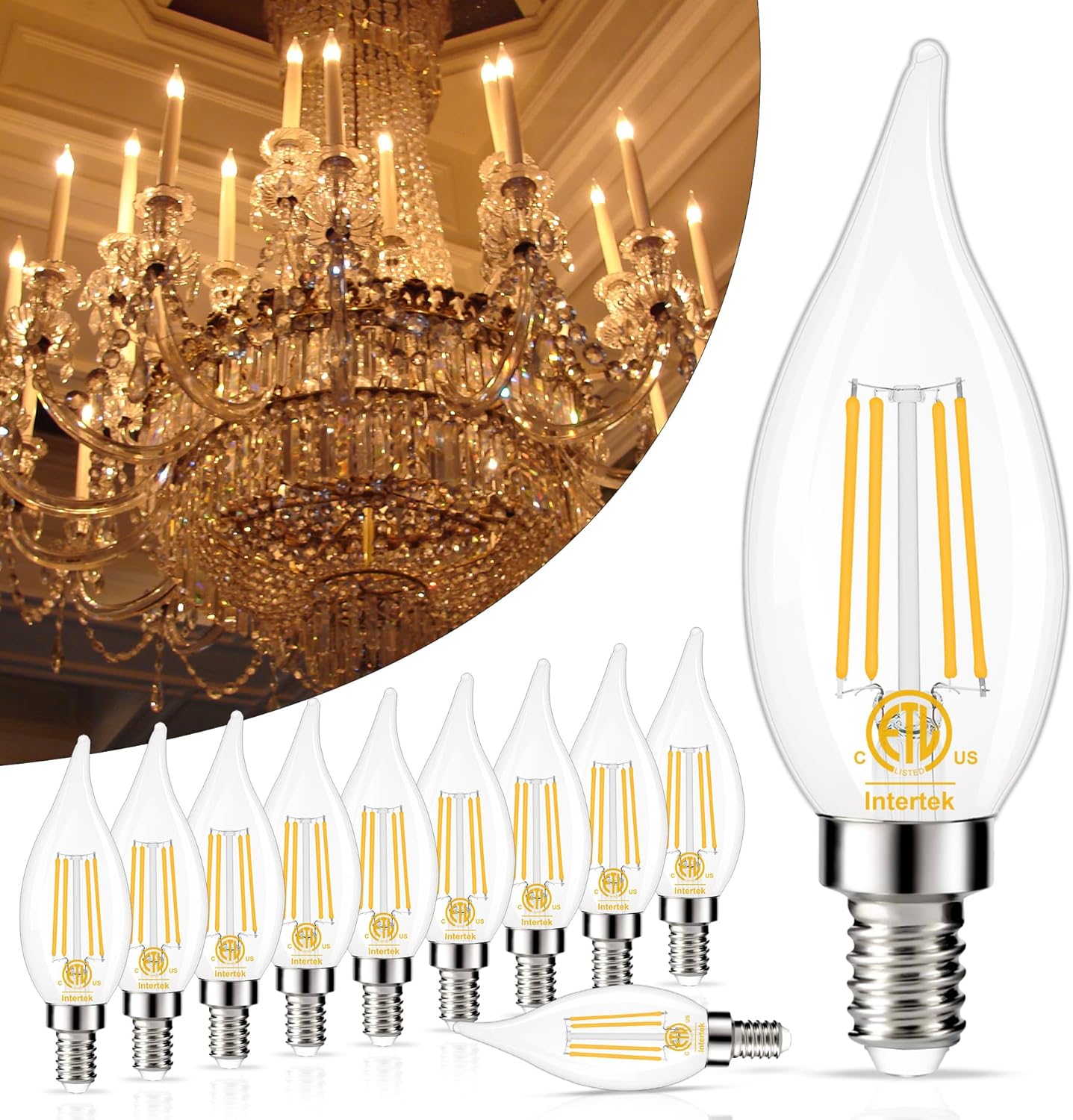 GOLSPARK Candelabra Led Light Bulbs 60W Equivalent, 3000K Soft Light ...
