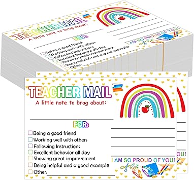 Amazon.com : Rainbow Happy Mail Teacher Notes to Parents Classroom Good ...