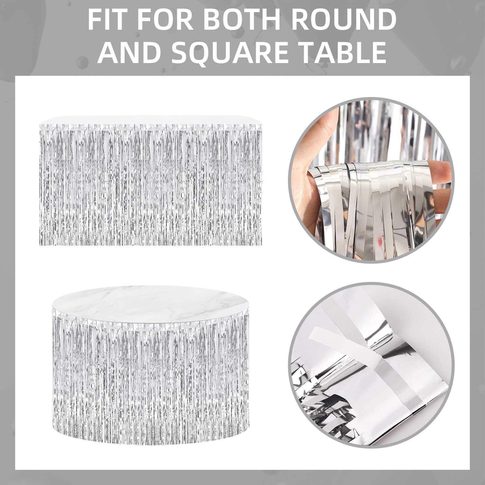 Snapklik.com : 5 Pack Silver Foil Fringe Table Skirt, 29 X 108 IN ...