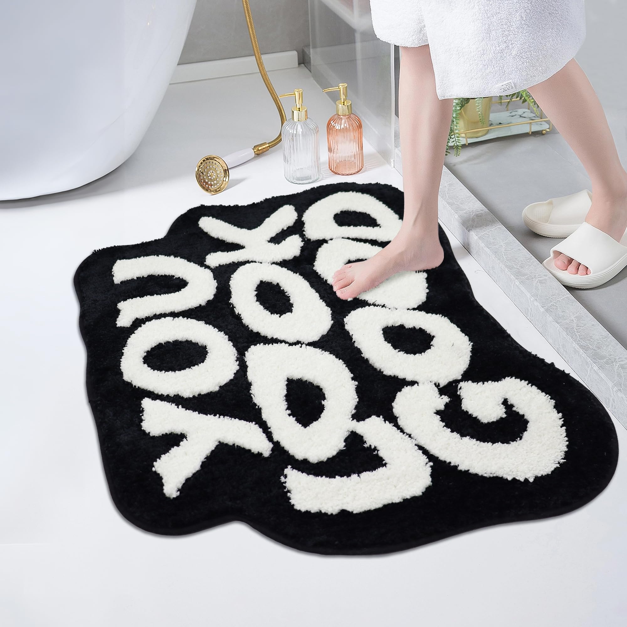 You Look Good Bath Mat Black and White Bathroom Rug Funny Bathroom ...