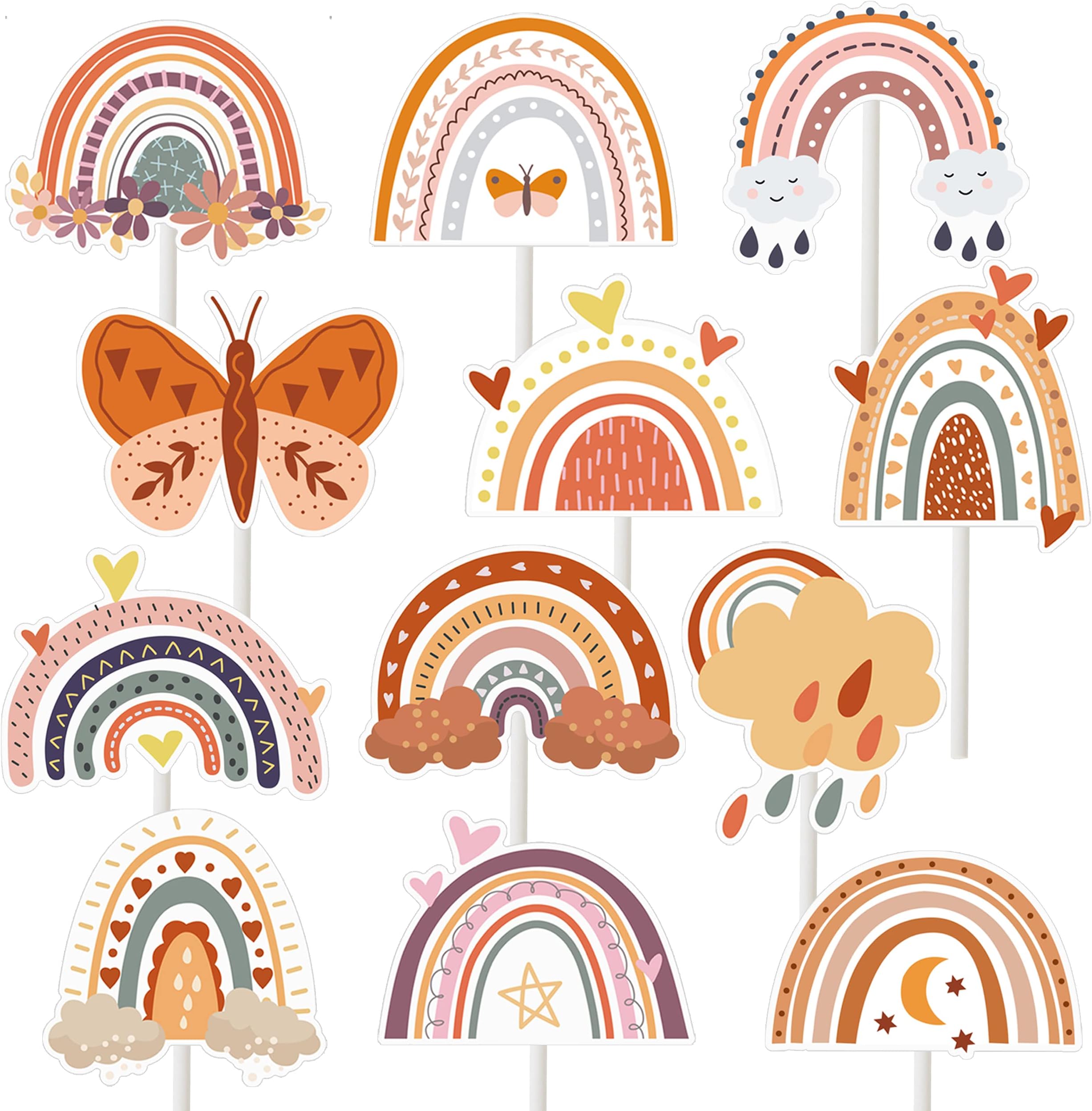 Amazon.com: 48 Pieces Cake,Cupcake Topper rainbow Party Decoration for ...