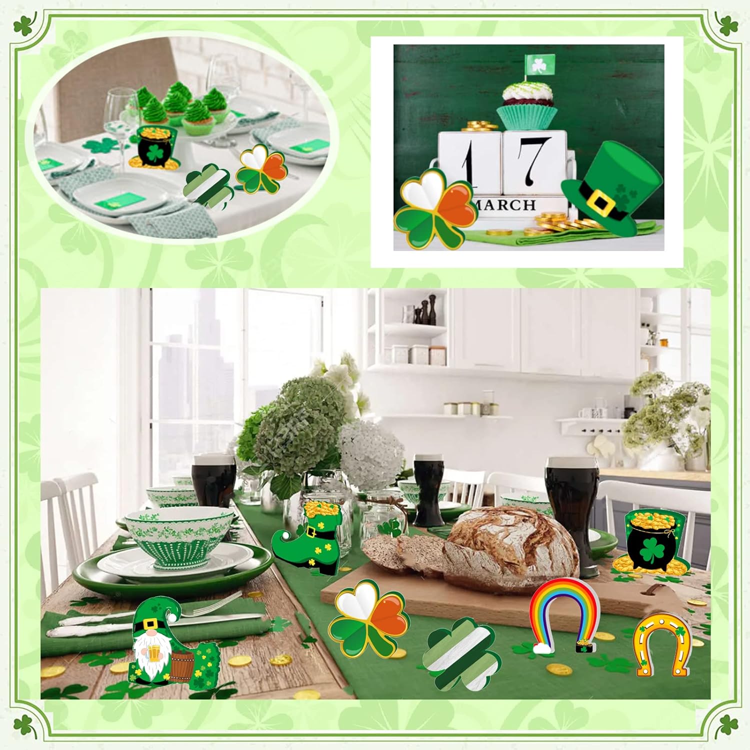4 letreros de madera para mesa del día de San Patricio gnomos de trébol ...
