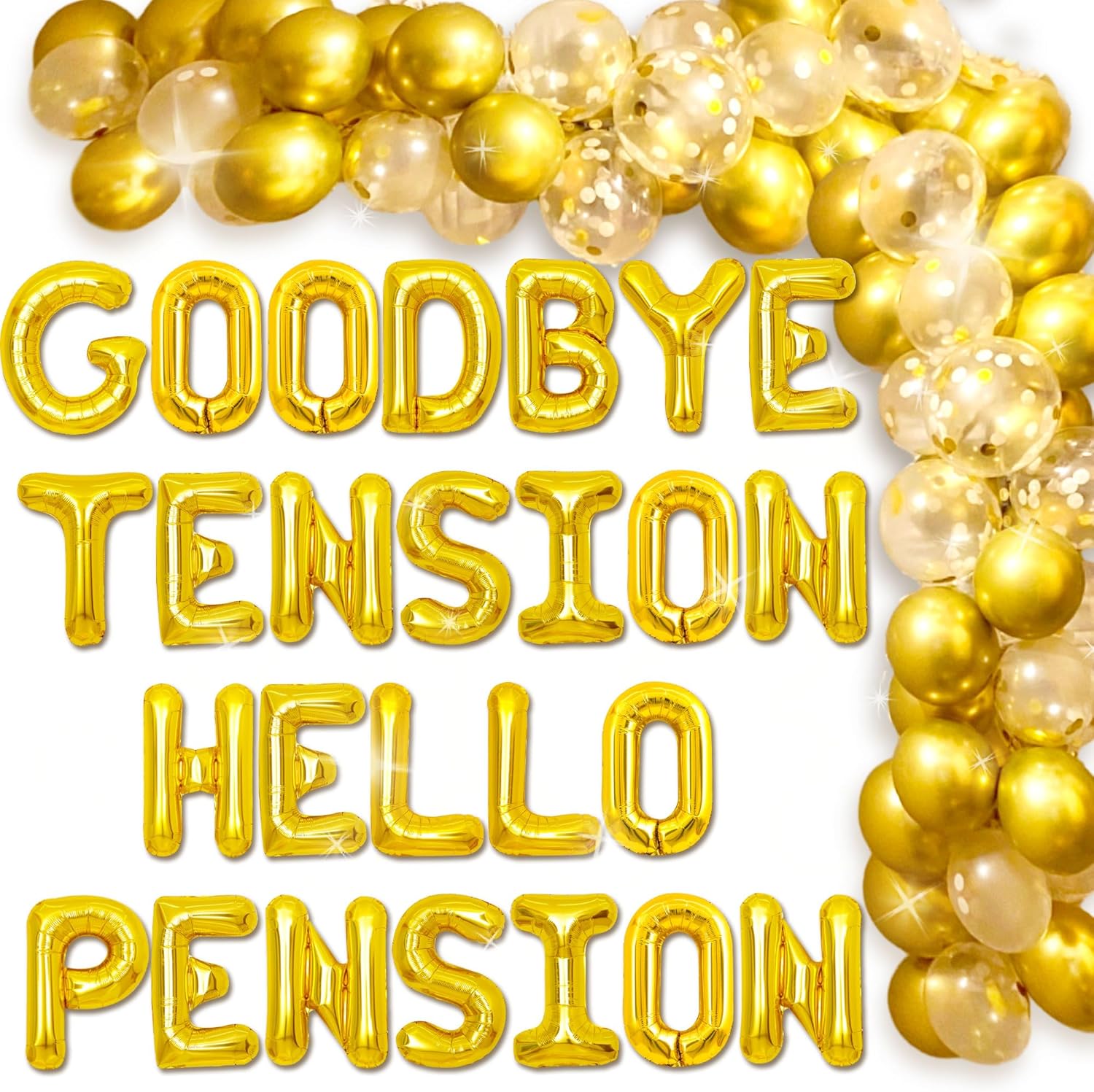 Amazon.com: 36 PCS Goodbye Tension Hello Pension Sign Balloon ...