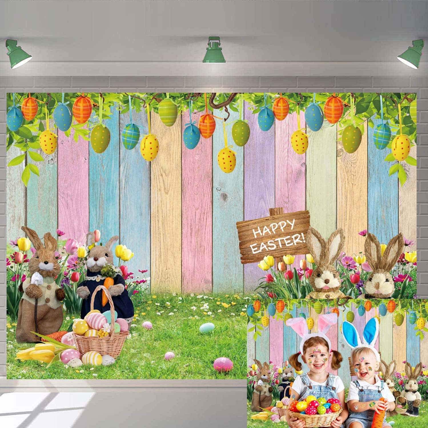 Amazon.com : 7x5ft Spring Easter Backdrop Green Grass Lawn Floral ...