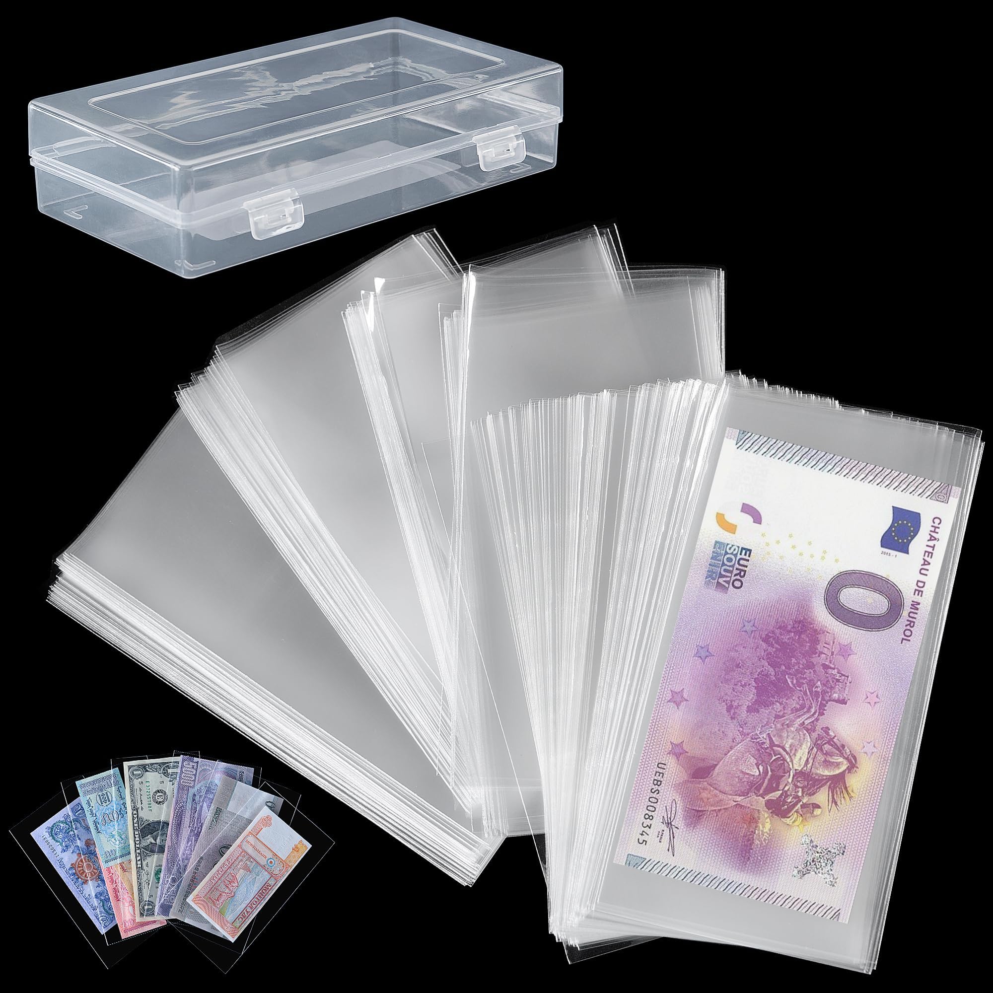 Amazon.com : 200 PCS Currency Sleeves - Clear Dollar Holder with ...