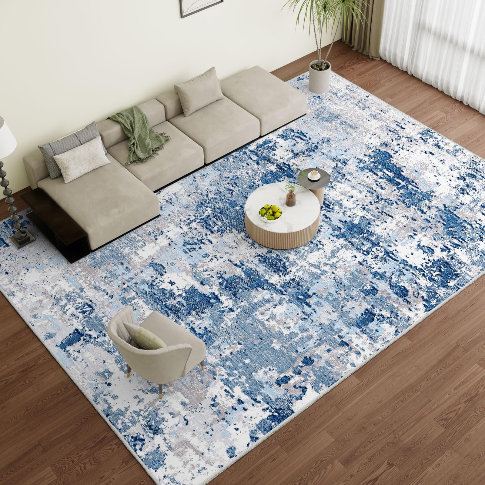 Vamcheer Machine Washable Rugs for Living Room - Modern Soft Faux Short ...