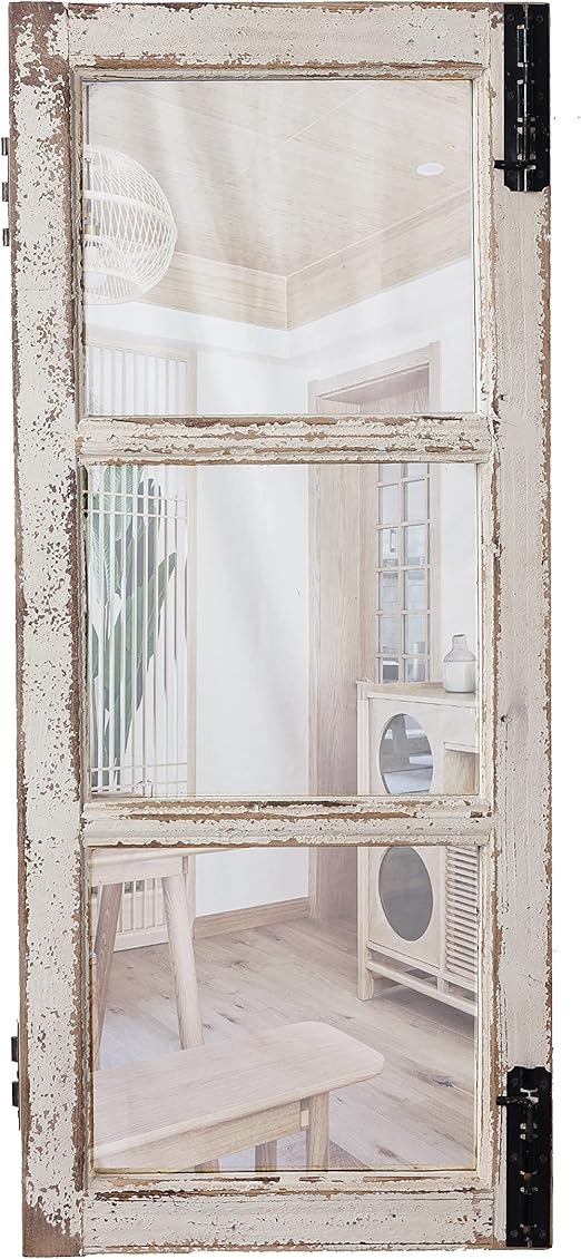Amazon.com: Sintosin Farmhouse Wood Frame Window Mirror 14" x 33 ...