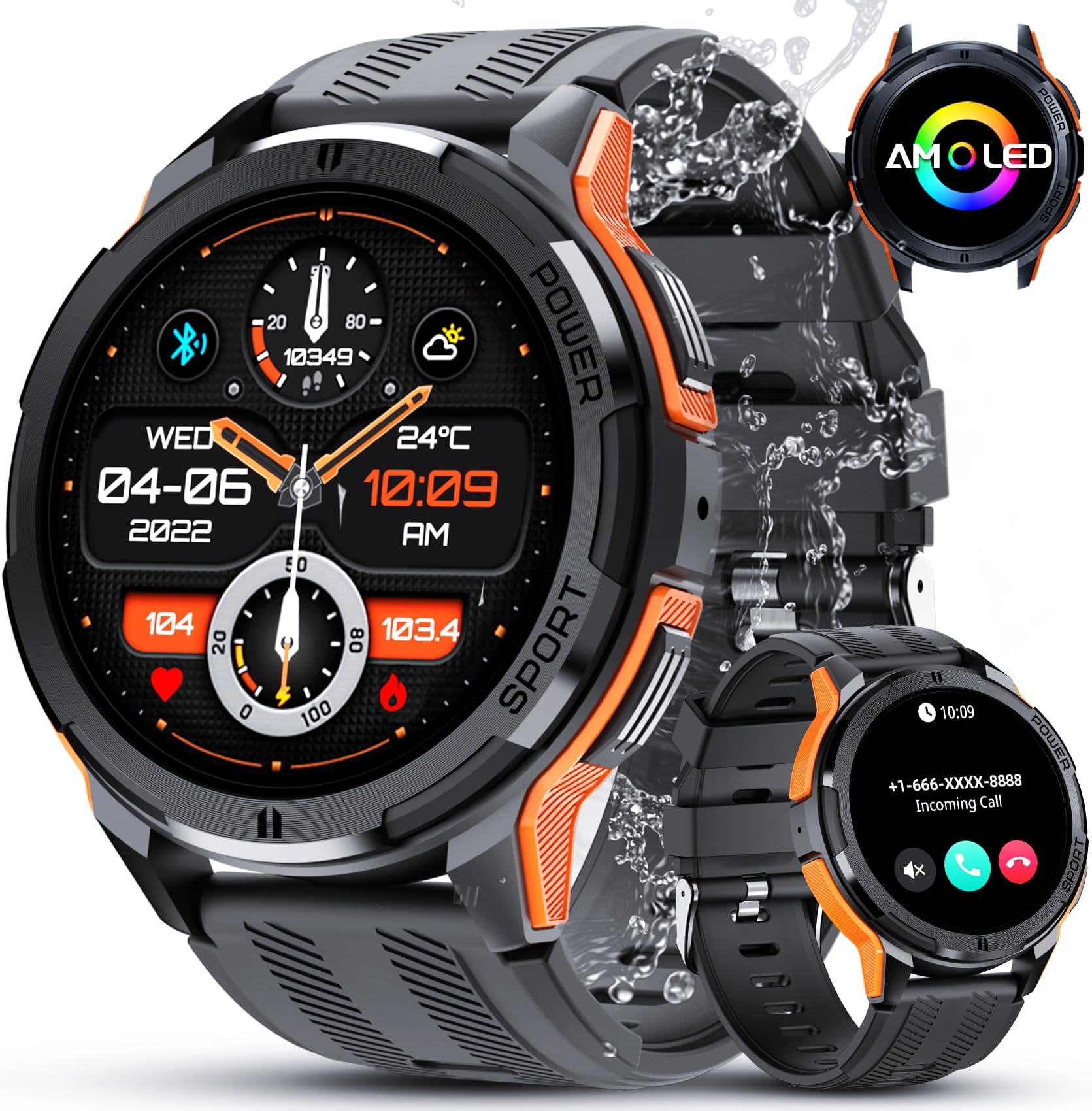 Amazon.com: Smart Watches for Men, 1.43" HD Touch Screen Military Smart ...