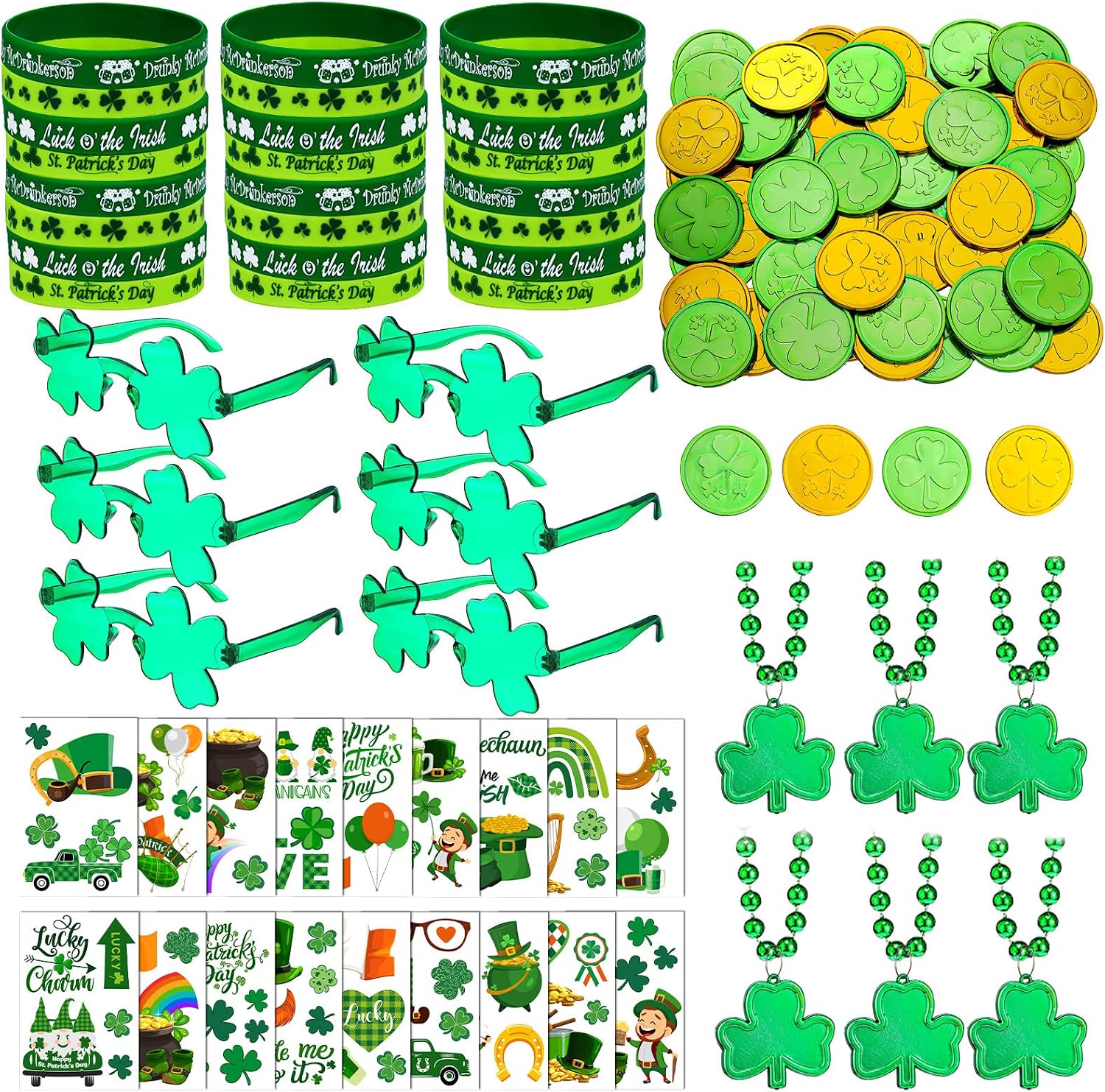 Amazon.com: 114 Pcs St. Patrick's Day Party Favor Shamrock Glasses ...