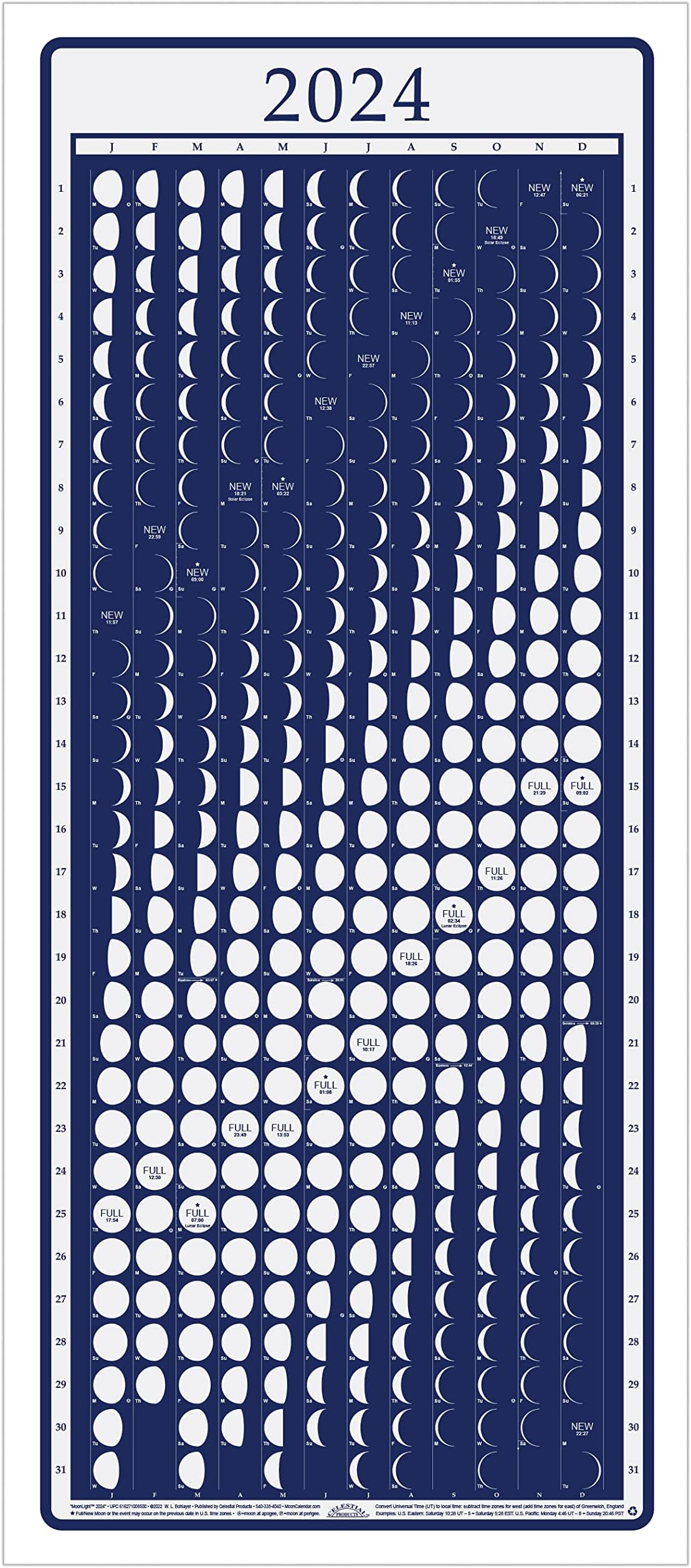 Amazon.com: Moon Calendar 2024 Lunar Phases, MoonLight : Office Products