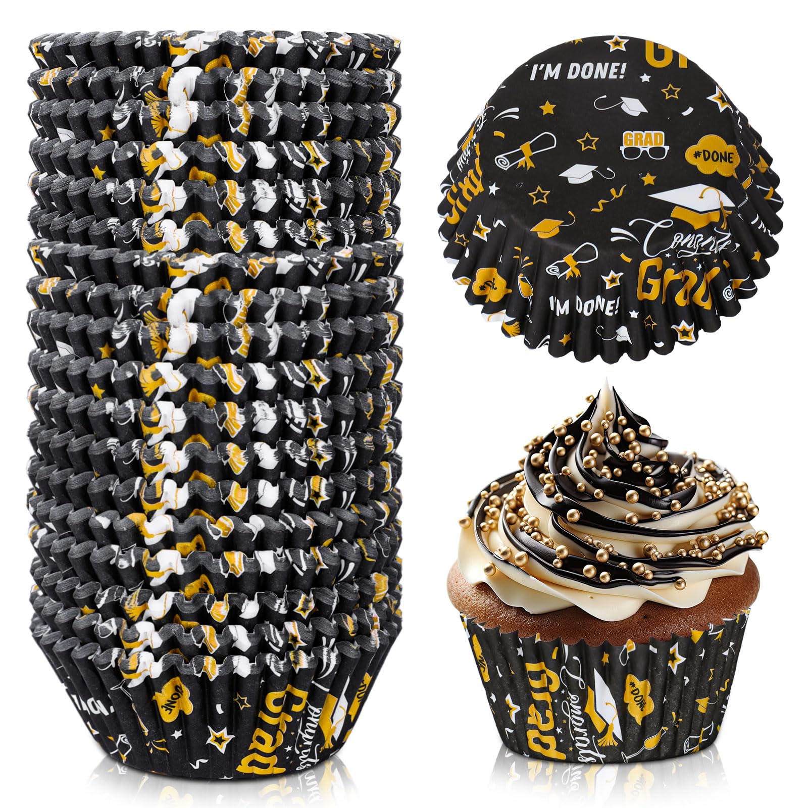 Amazon.com: JarThenaAMCS 300Pcs Graduation Cupcake Liners Congrats Grad ...