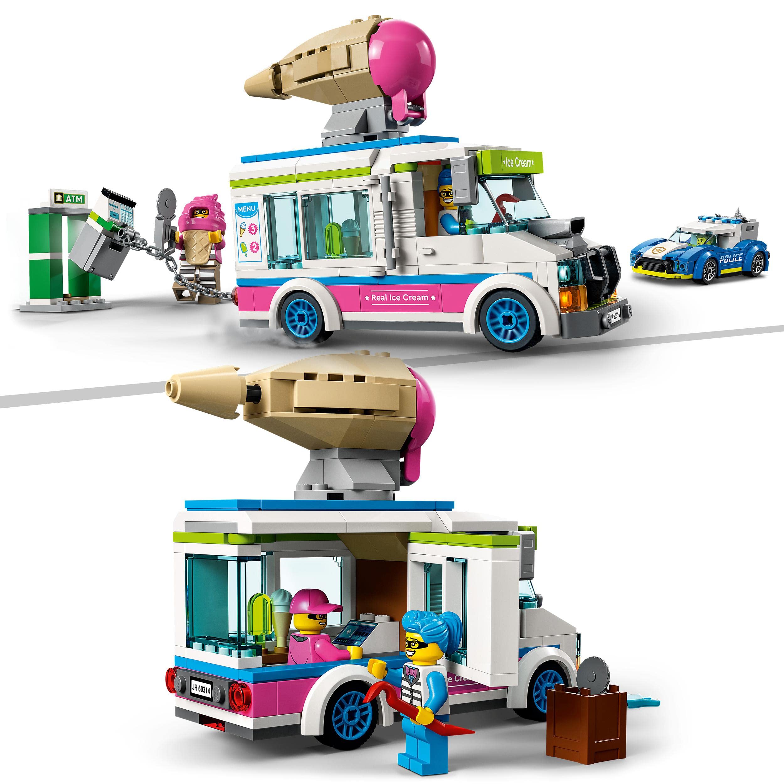 LEGO 60314 City Ice Cream Truck Police Chase Van Car Toy with Splat ...
