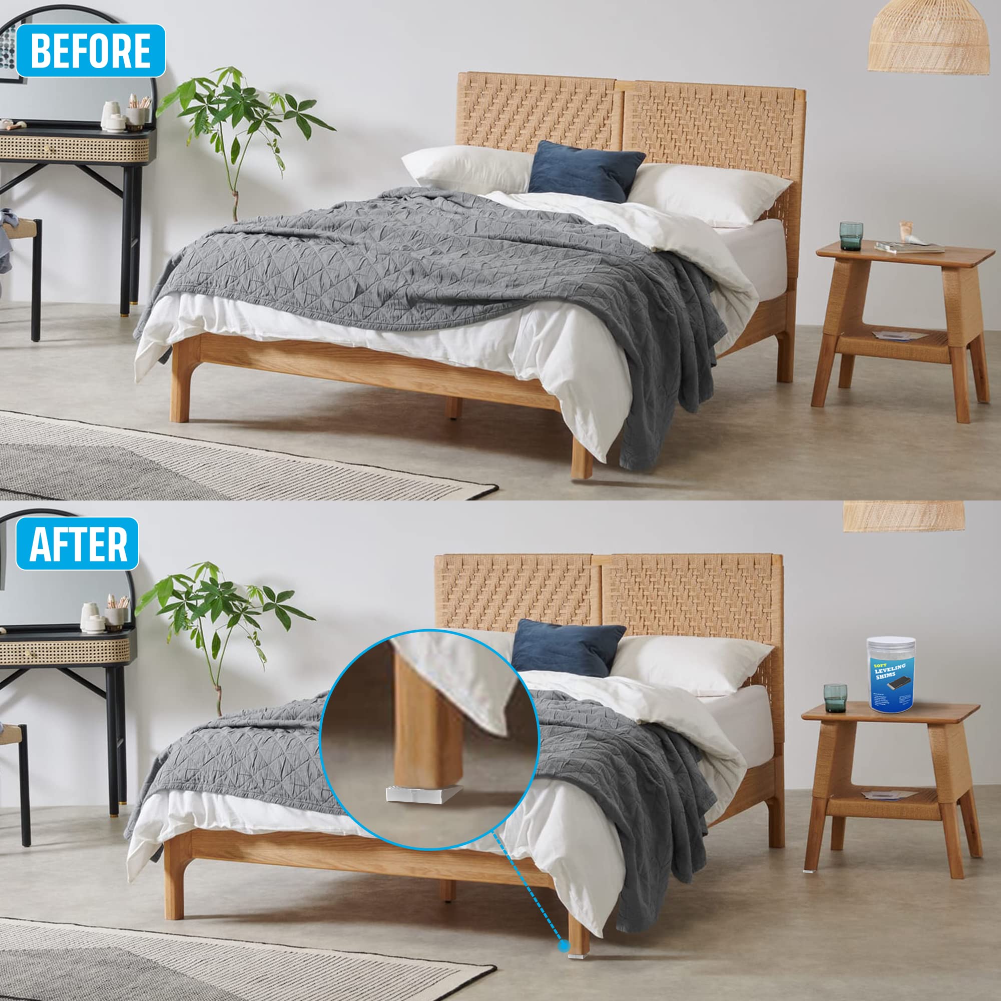 Snapklik.com : Furniture Levelers, 32 Pieces Jar 2”, Clear Table Shim ...