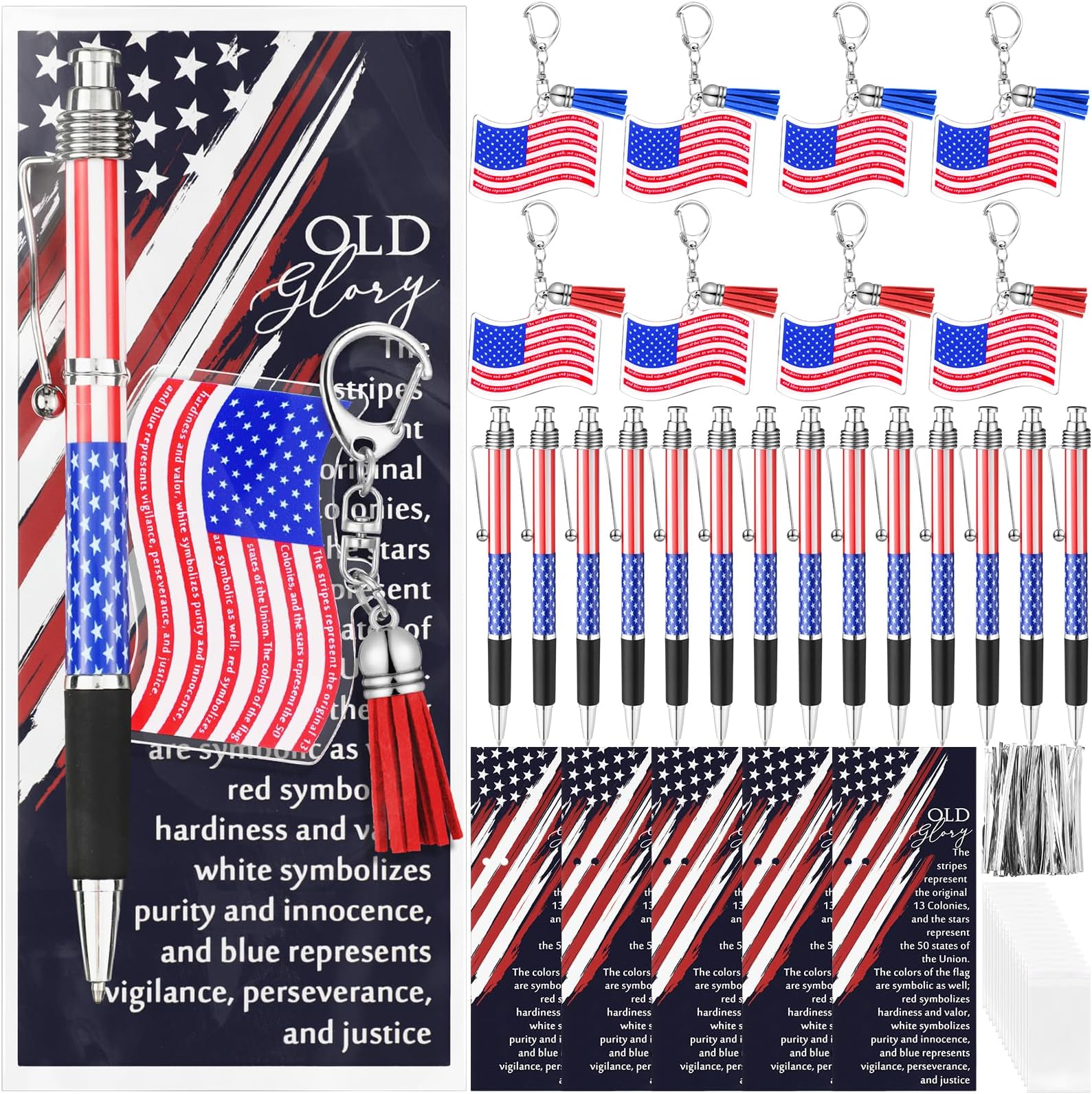 Amazon.com : 24 Sets 4th of July American Flag Ballpoint Pens Patriotic ...